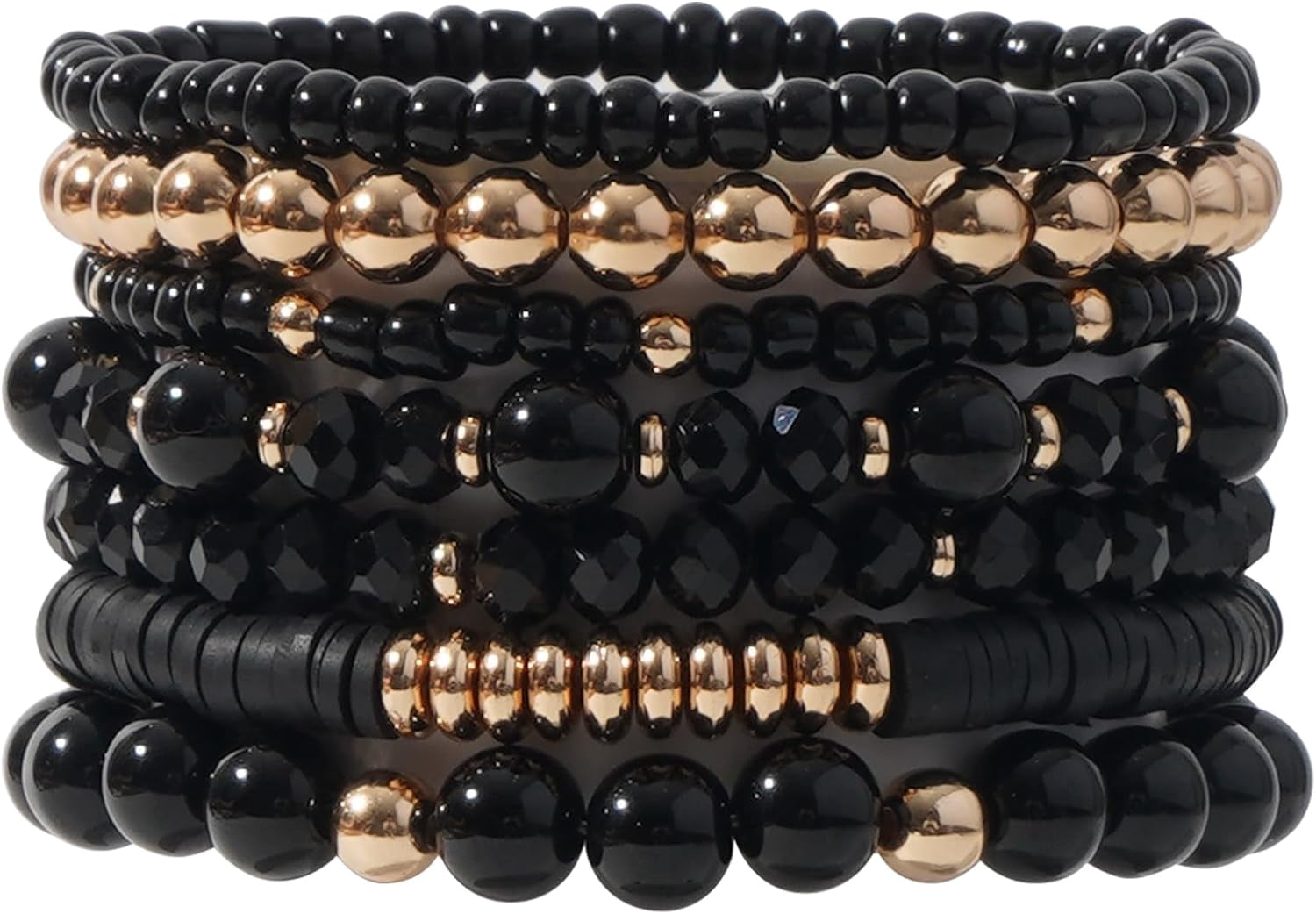 Clay Bead Bracelets for Women Bohemian Stackable Gold Beaded Stretch ...