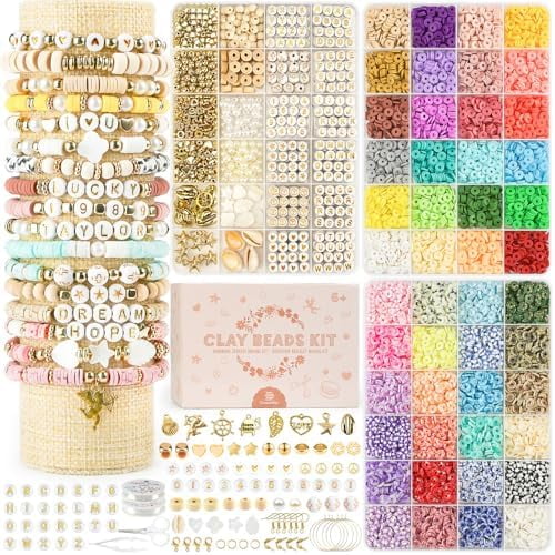 Clay Beads 3 Boxes Bracelet Making Kit, 10800pcs Beads for Jewelry ...
