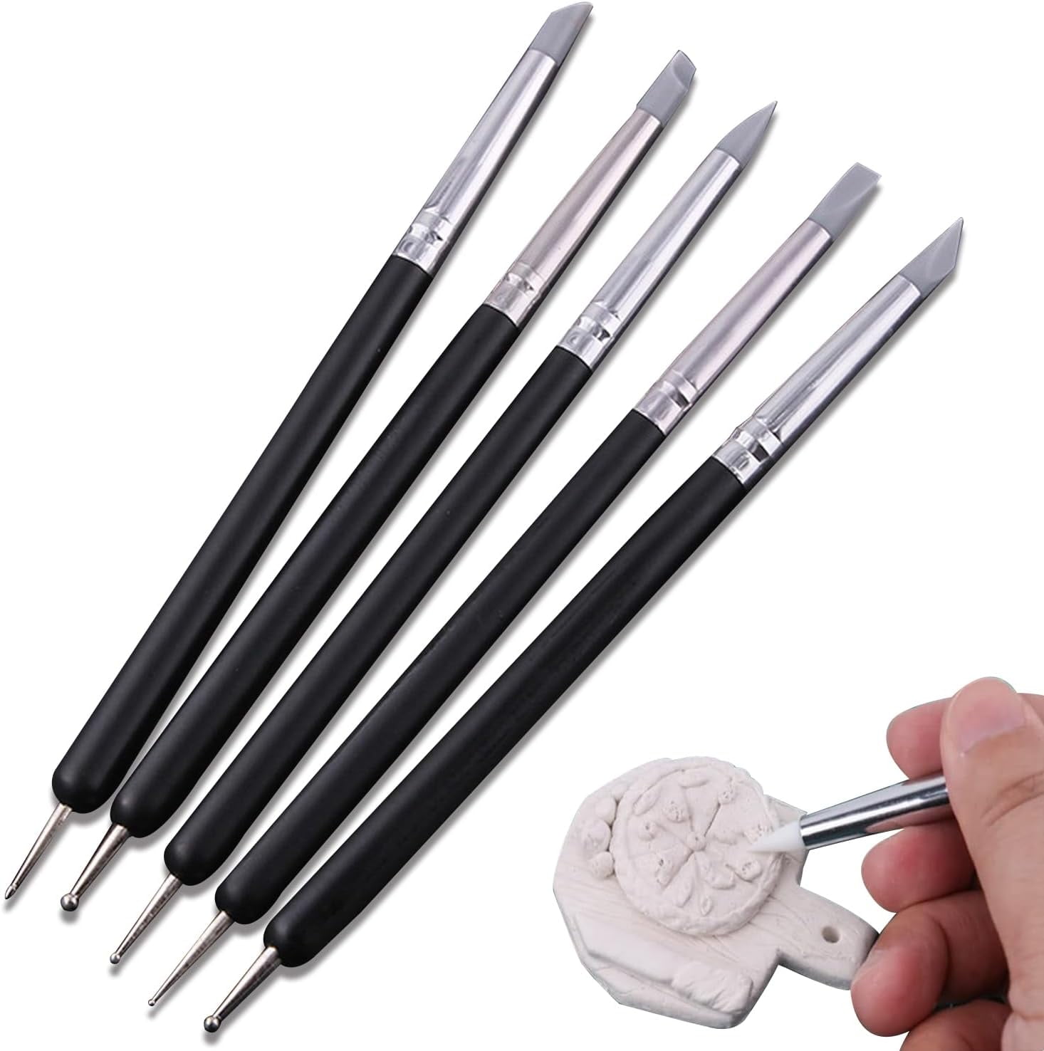 Clay Carving Tool Set of 5 Pieces, Professional Silicone Carving Tool ...