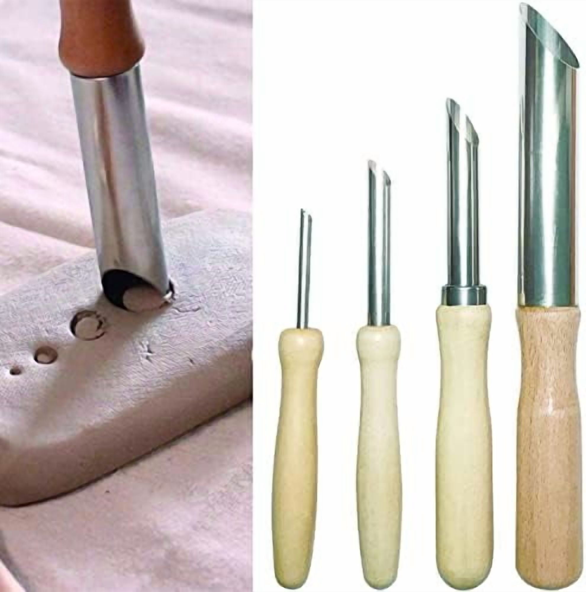 Clay Circular Hole Cutter Tool Set, Wood Handle & Stainless Steel Round ...