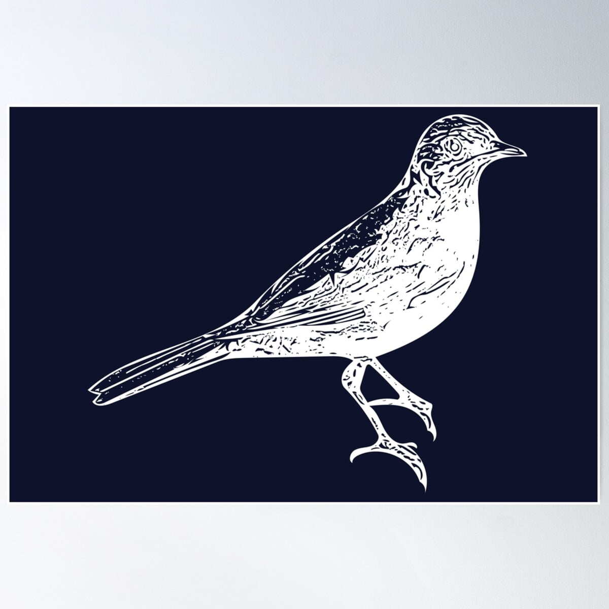 Clay-Colored Thrush White Design Poster Wall Art, Modern Wall Decor For ...