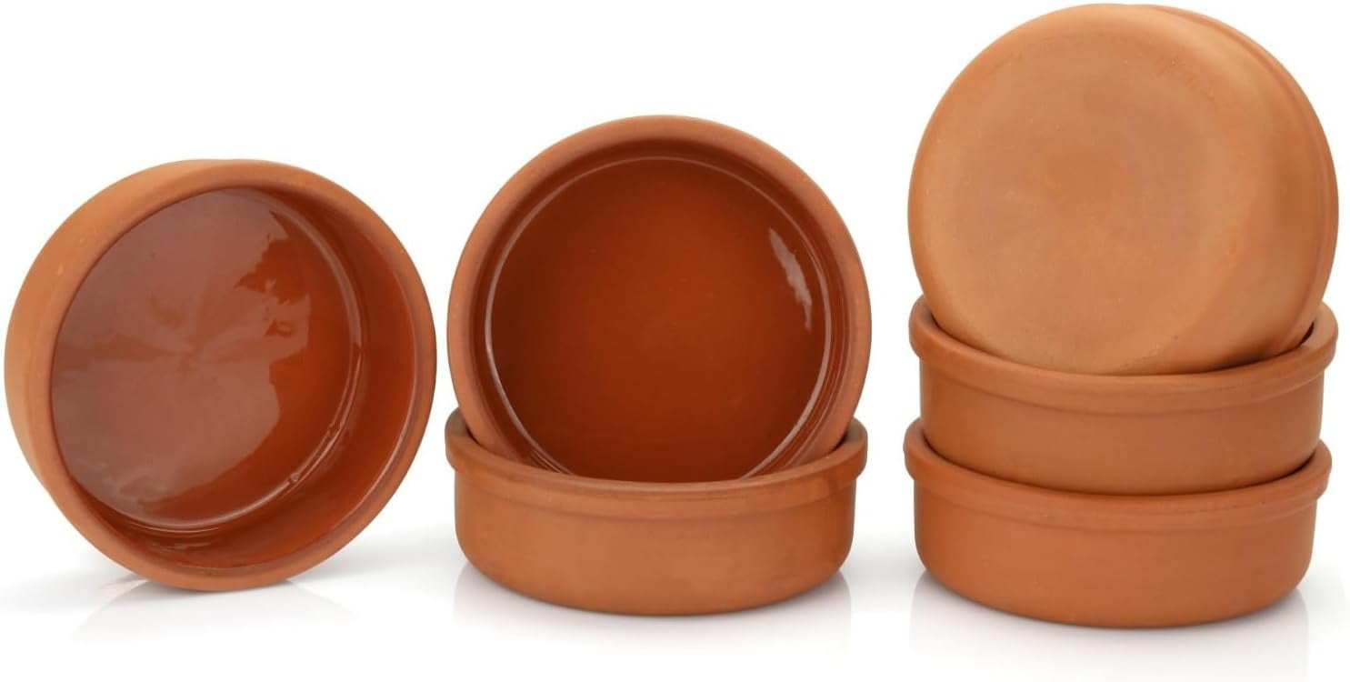 Clay Cookware Set (Set of 6)- Terracotta Cooking Pots, Bowls, Plates ...