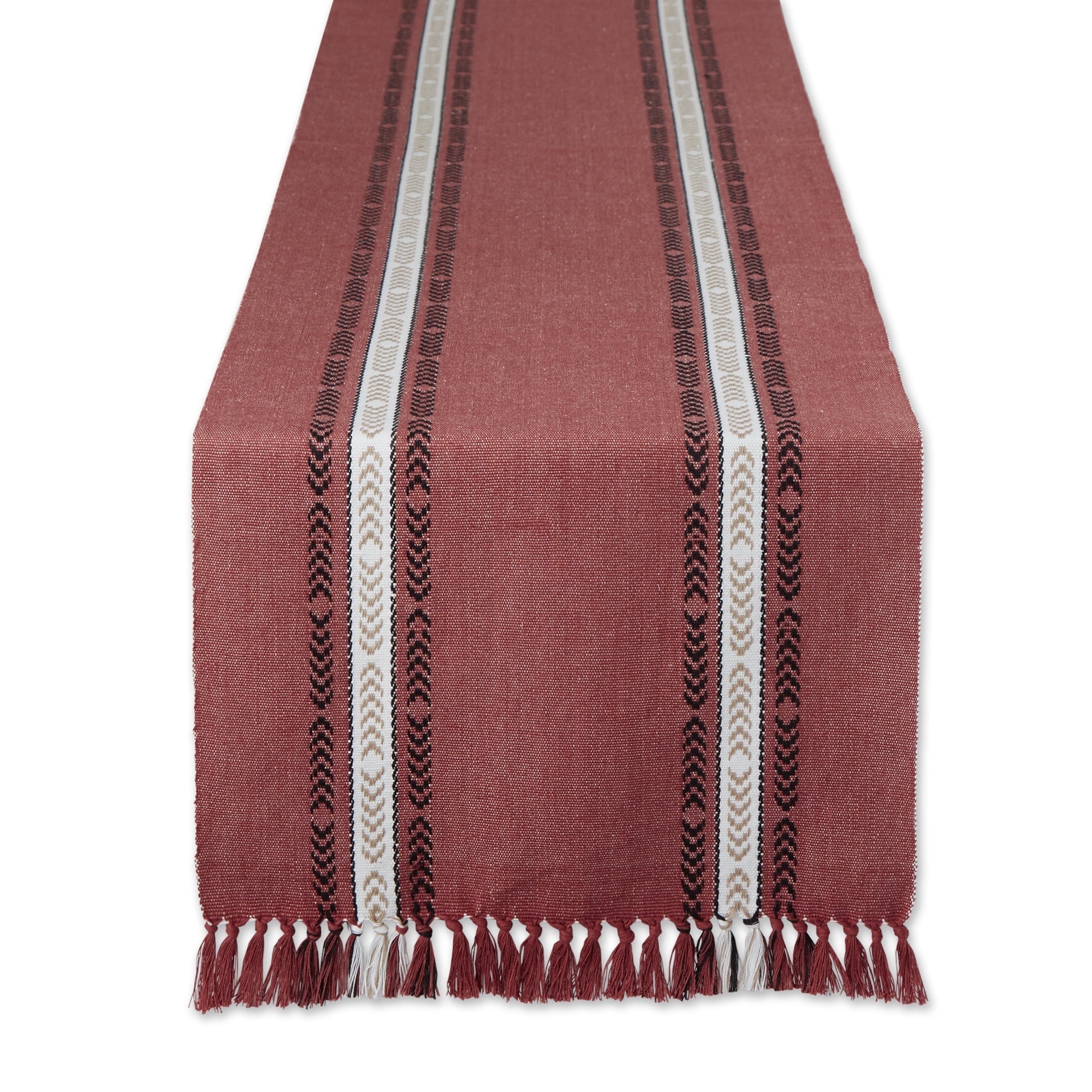 Clay Dobby Striped Fringe Ribbed Table Runner 14x72 - Walmart.com