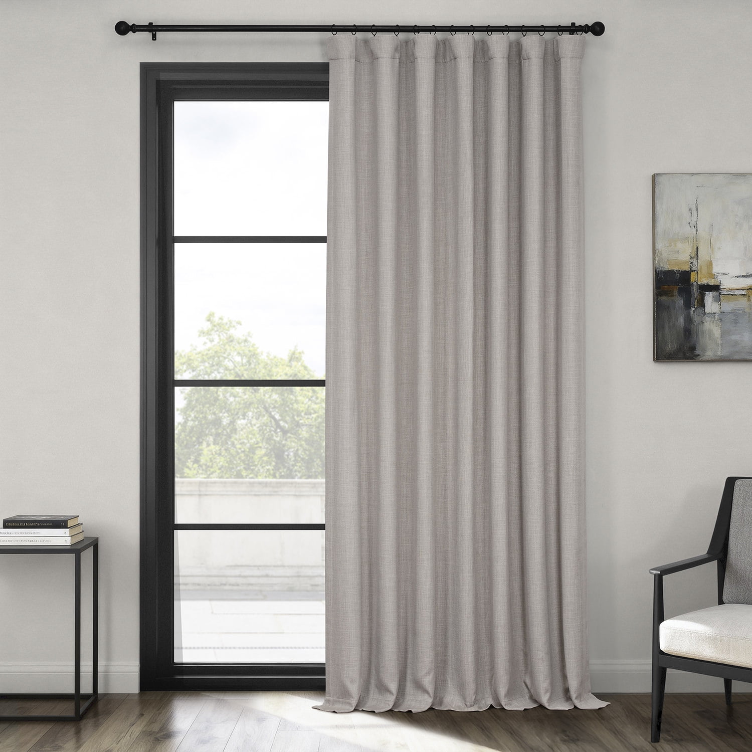 Clay Faux Linen Extra Wide Room Darkening Curtain (1 Panel), Clay, 100W ...