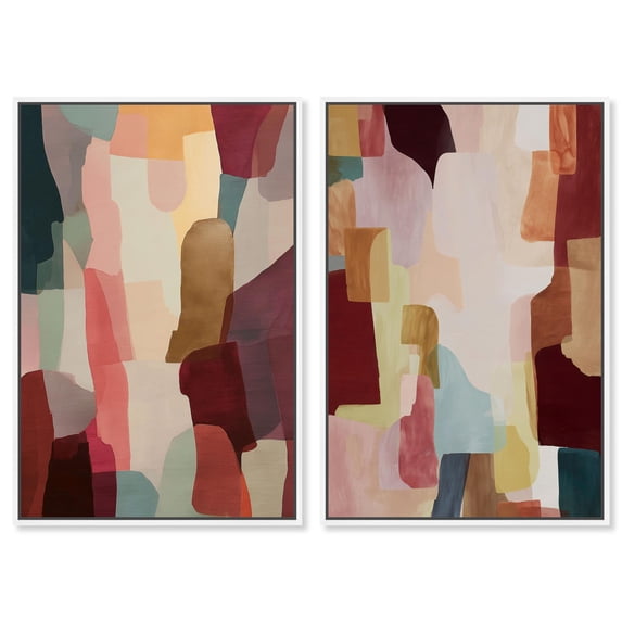 Clay Fields set Canvas Print Pink Abstract Art Set by Art Remedy, White ...