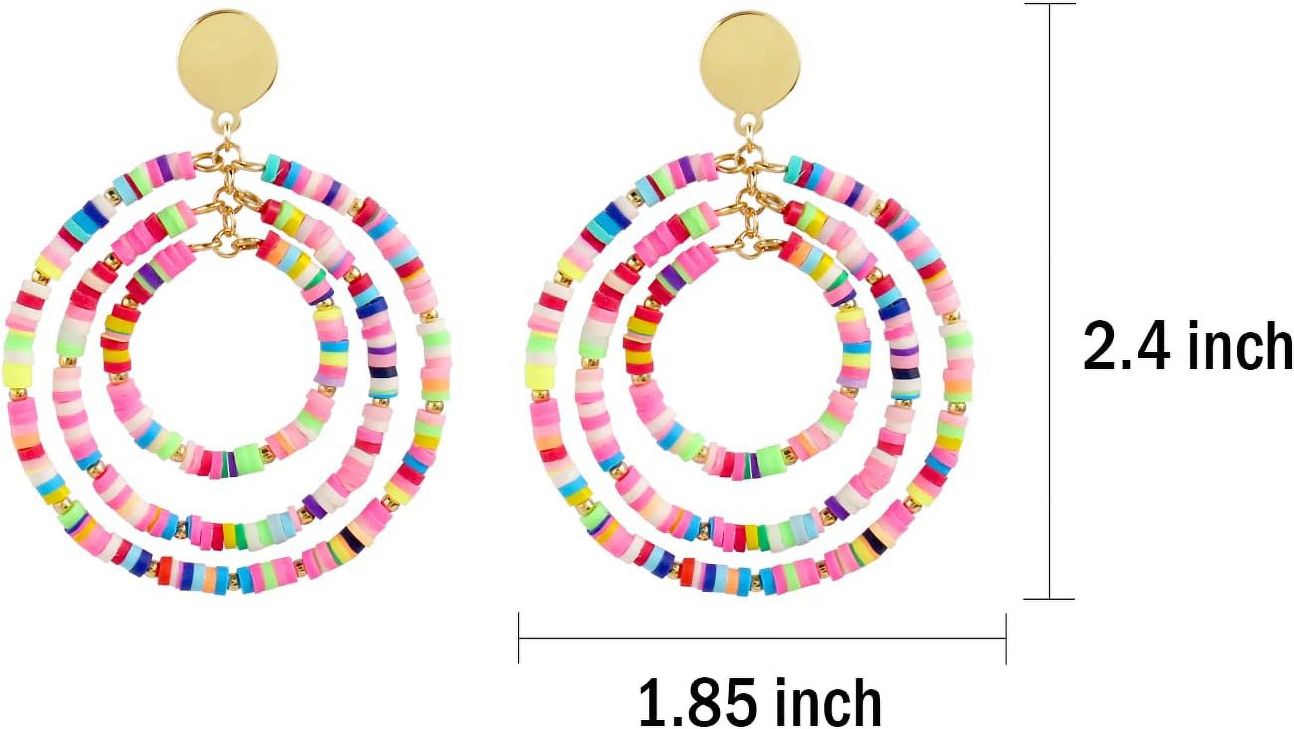 Clay Heishi Beaded Op Earrings For Women Colorful Statement Summer ...