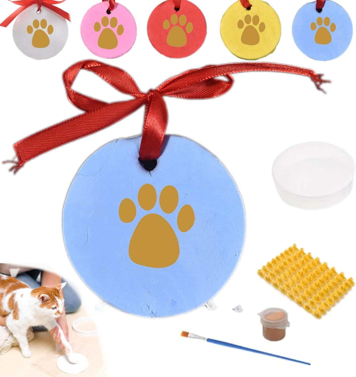 Clay Pet Paw Impression Moulding Kit(Makes 2), Clay Ornament Making Kit ...