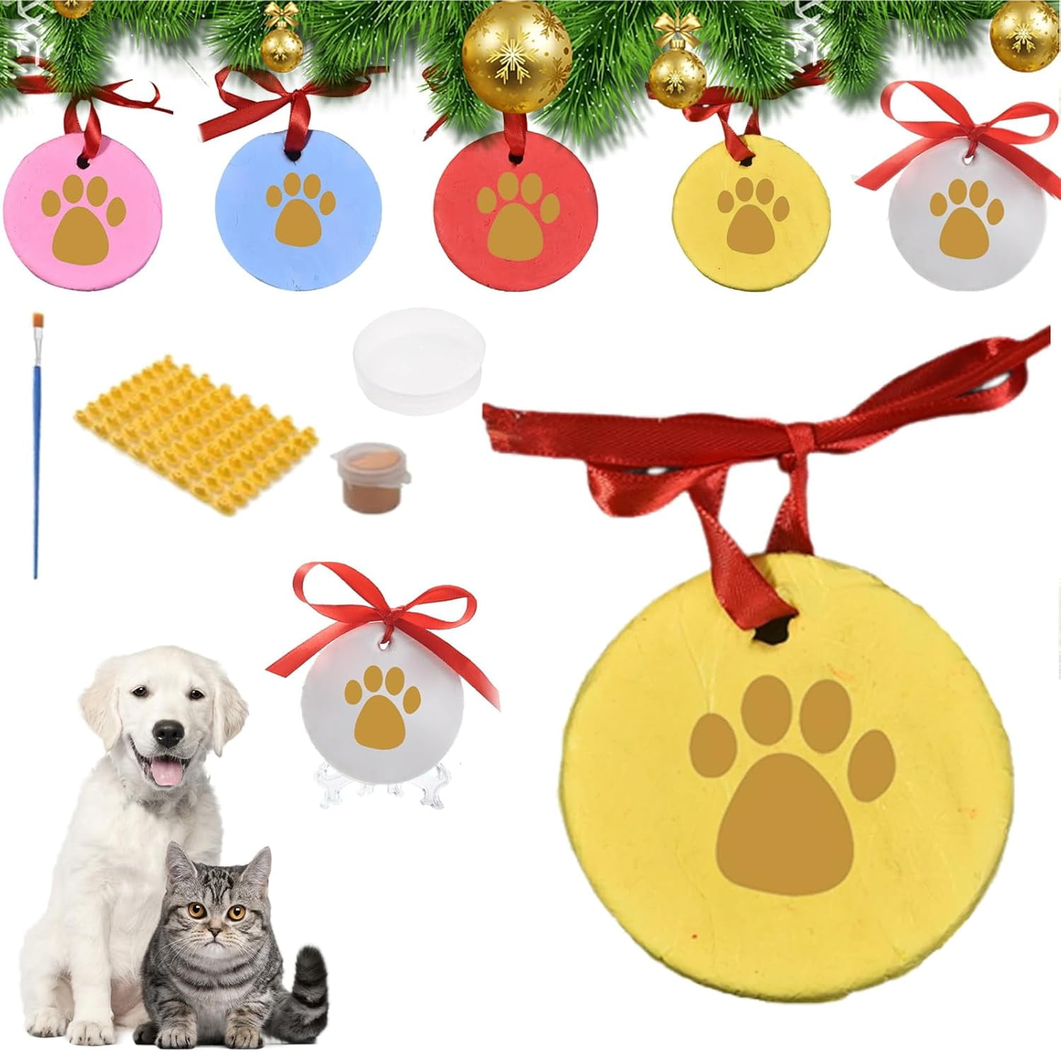 Clay Pet Paw Impression Moulding Kit, Clay Paw Print Kit for Dogs Cats ...