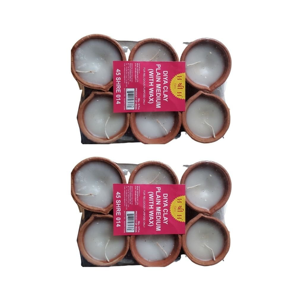 Clay Plain Diya Medium Diyas For Diwali Pooja Decoration (12 Pieces ...