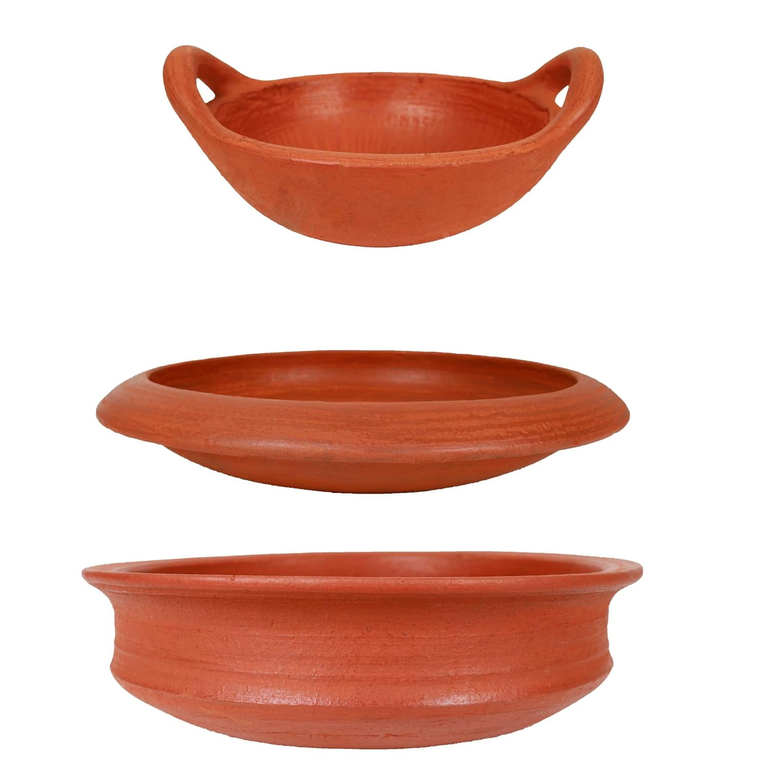 Clay Pottery Earthen Kadai Clay Pots Combo For Cooking Pre Seasoned ...