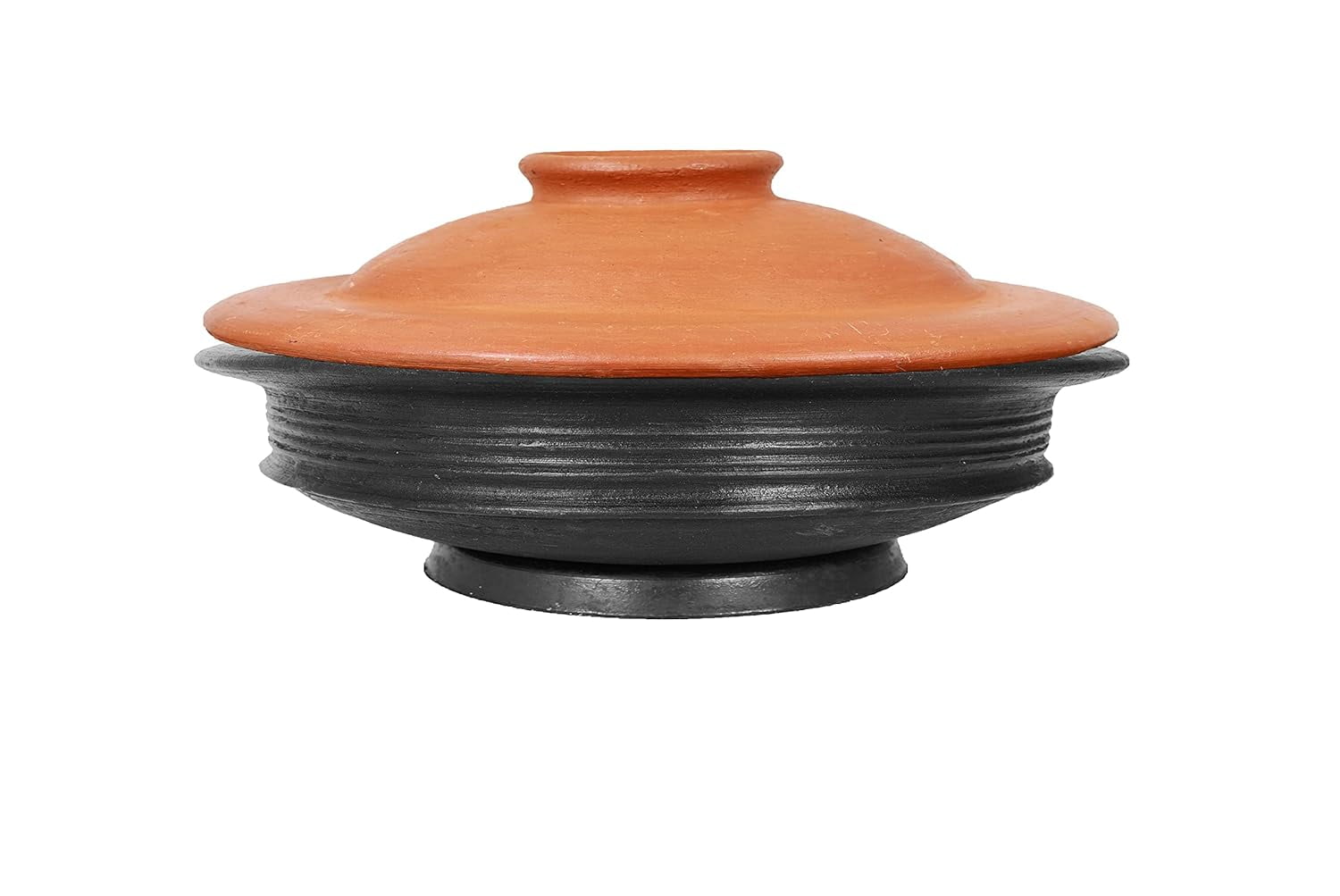 Clay Pottery Mud Pot With Lid For Cooking & Serving Unglazed - Black, 1 ...