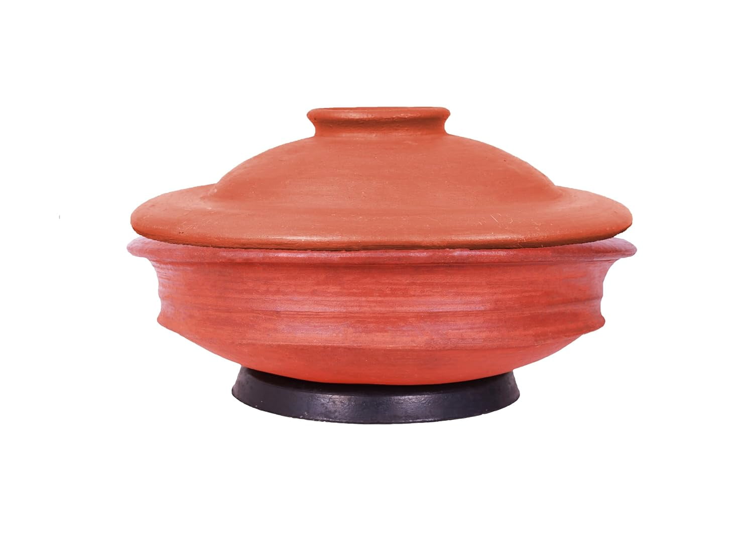Clay Pottery Mud Pot With Lid - Red, 1 Liter | Earthen Handi, Clay ...