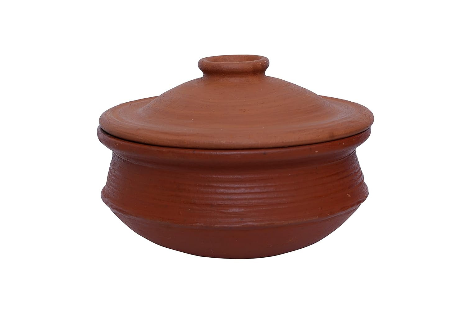 Clay Pottery Pre Seasoned Earthen Handi Or Biryani Pot With Lid - Brown ...