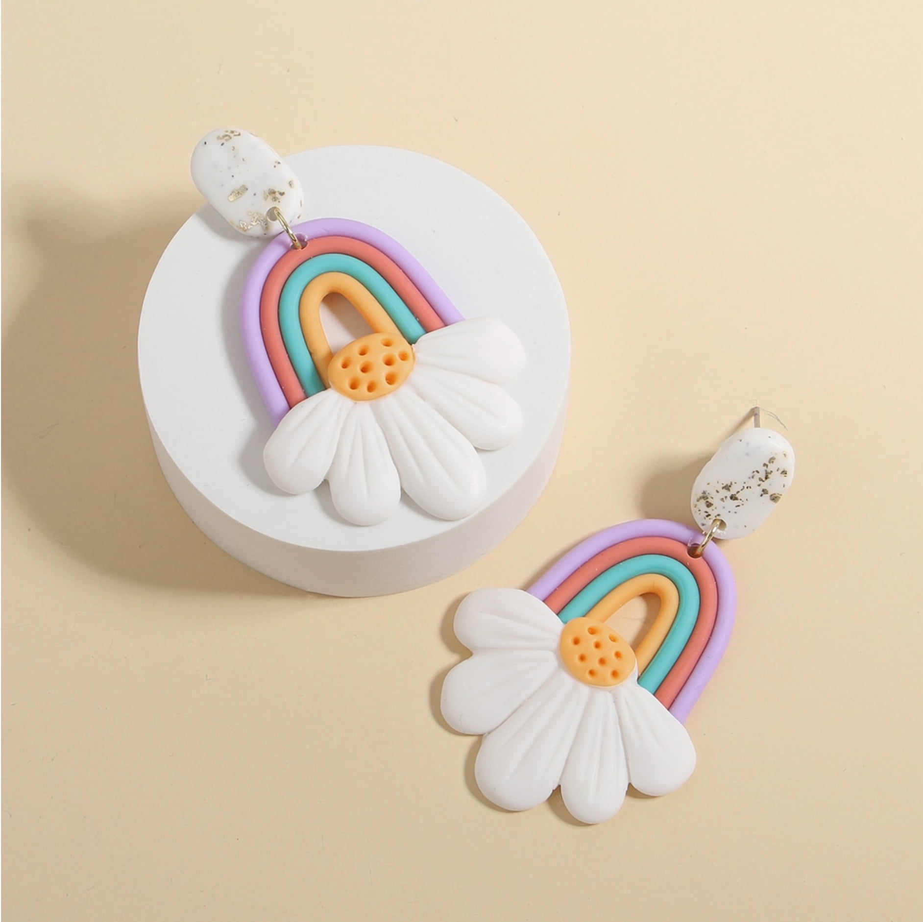 Clay Rainbow Daisy Flower Earrings - Walmart.com