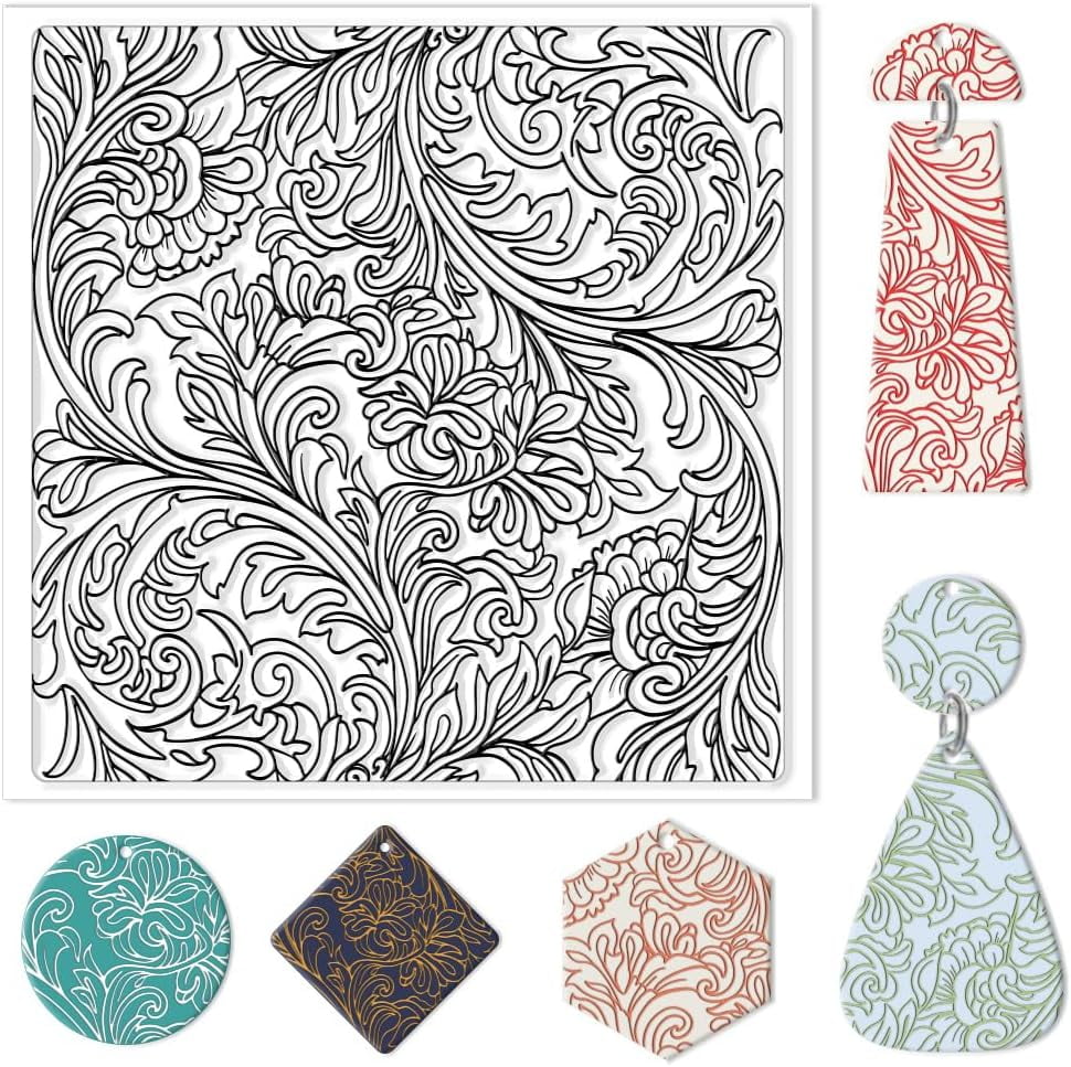 Clay Texture Mat Retro Floral Polymer Clay Texture Sheets Silicone ...