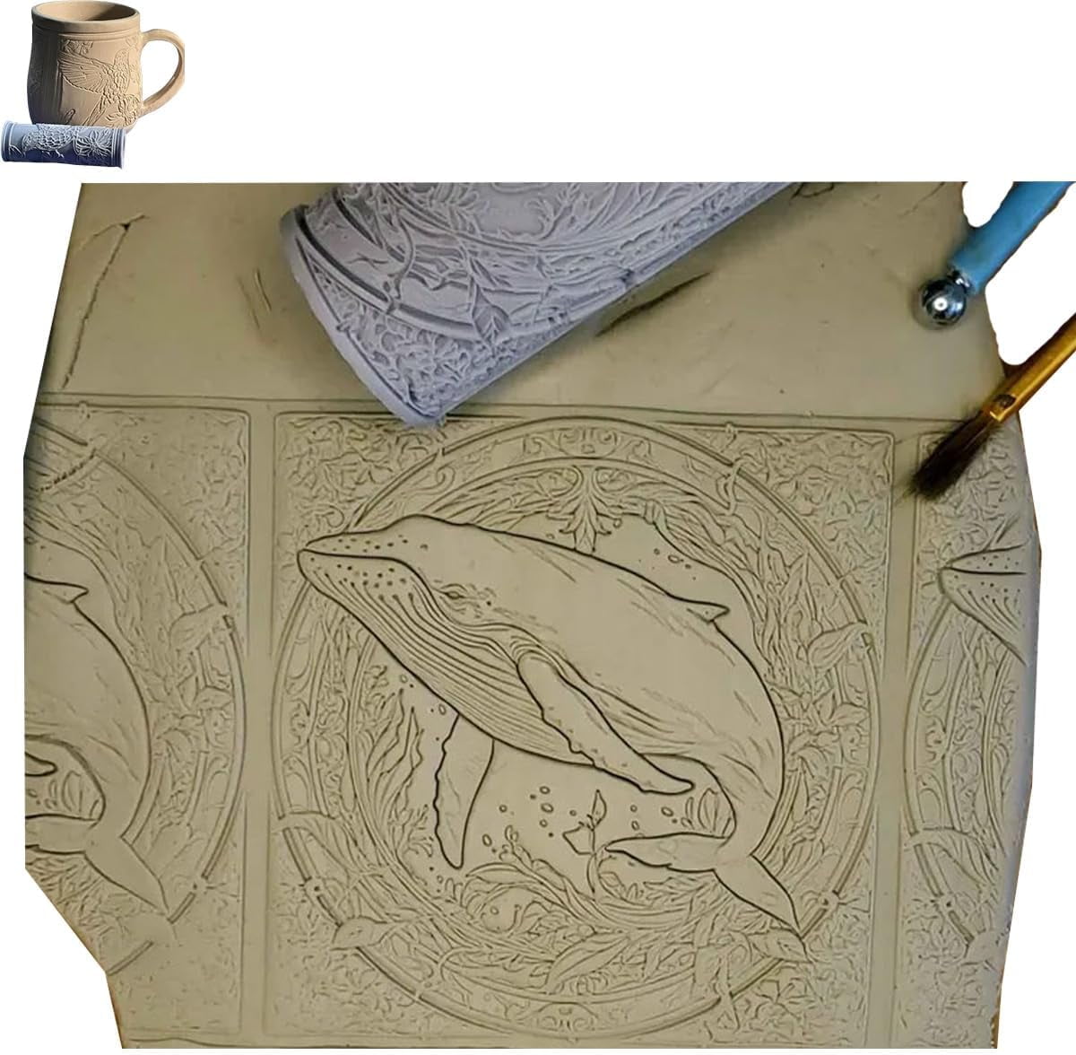 Clay Tile Roller,4 In Clay Texture Rollers Art,DIY Polymer Clay ...