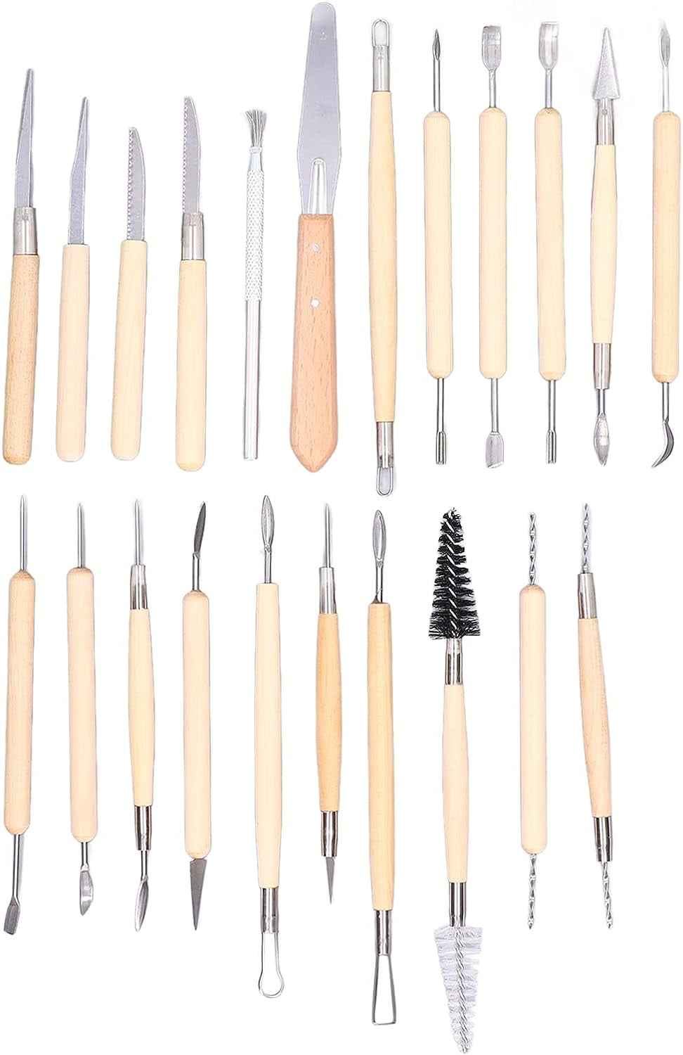 Clay Tools, 22Pcs Modeling Clay Sculpting Tools Set Pottery Tools, Clay Tools, Wooden Handle ...