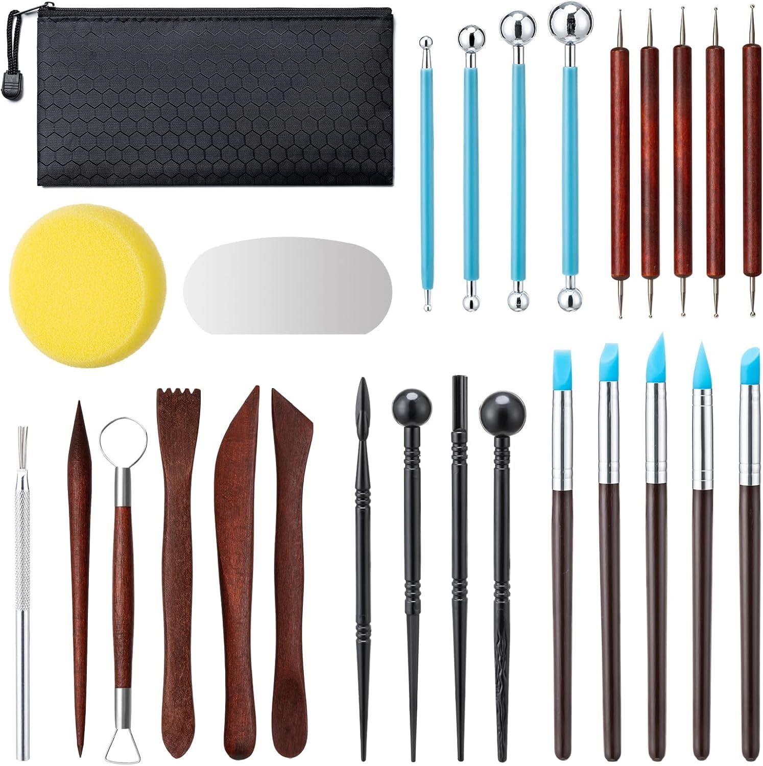 Clay Tools Kit, 27 PCS Red Pottery Tools, Practical Polymer Clay Sculpting Tools Kit, Air Dry ...