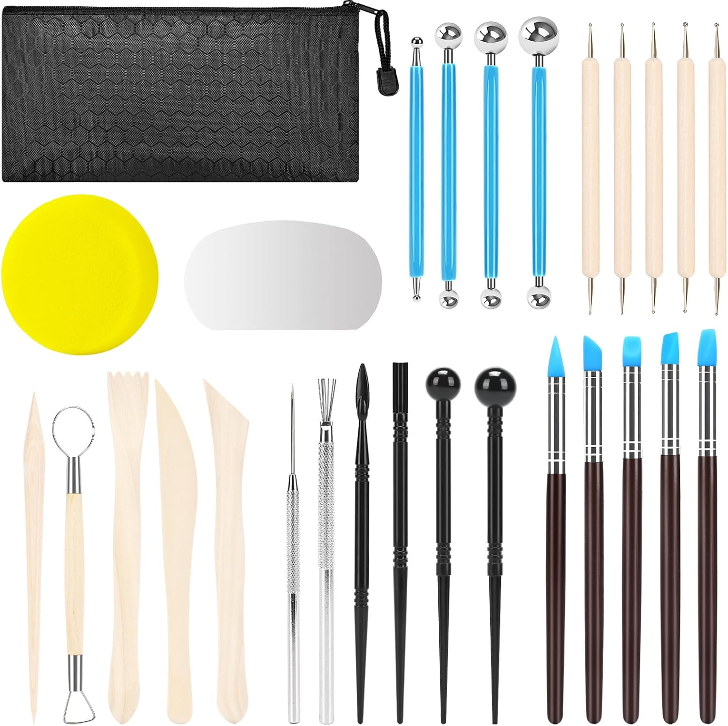Clay Tools Kit,28 PCS Pottery Tools, Polymer Clay Sculpting Tools Kit,Air Dry Clay Tools Set for ...