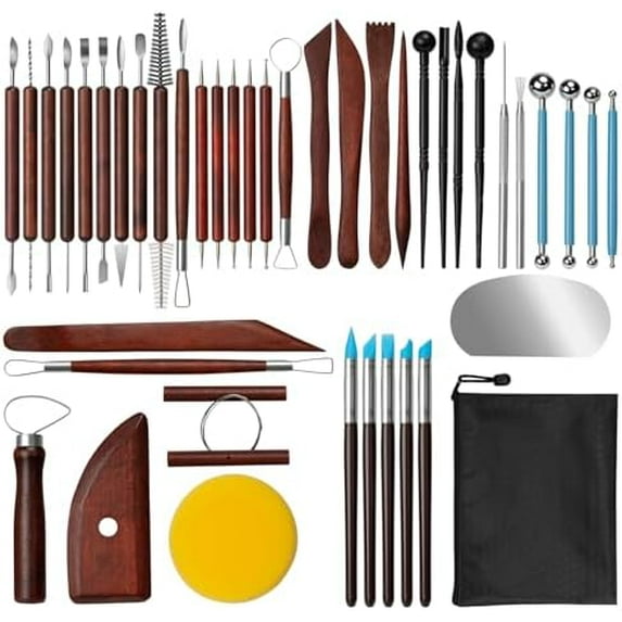 Clay Tools Kit, 43 PCS Red Pottery Tools, Practical Polymer Clay ...