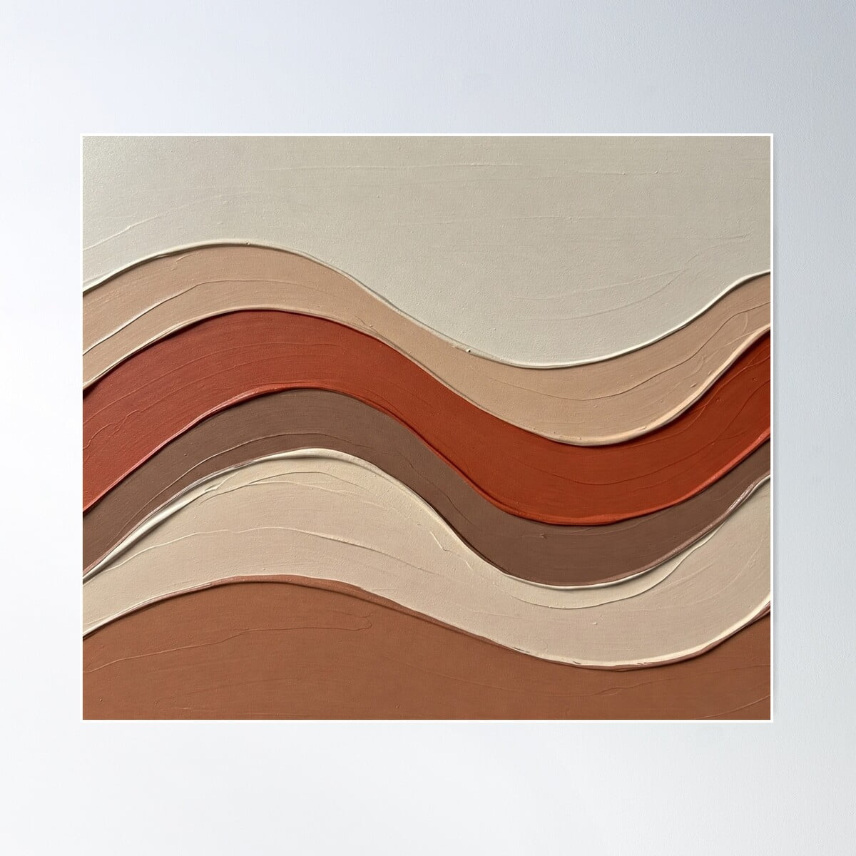 Clay Waves Textured Painting Poster Wall Art, Modern Wall Decor For ...