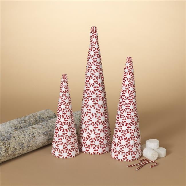 Espectaculo Clay Peppermint Candy Trees Set, Glitter Accented Christmas ...
