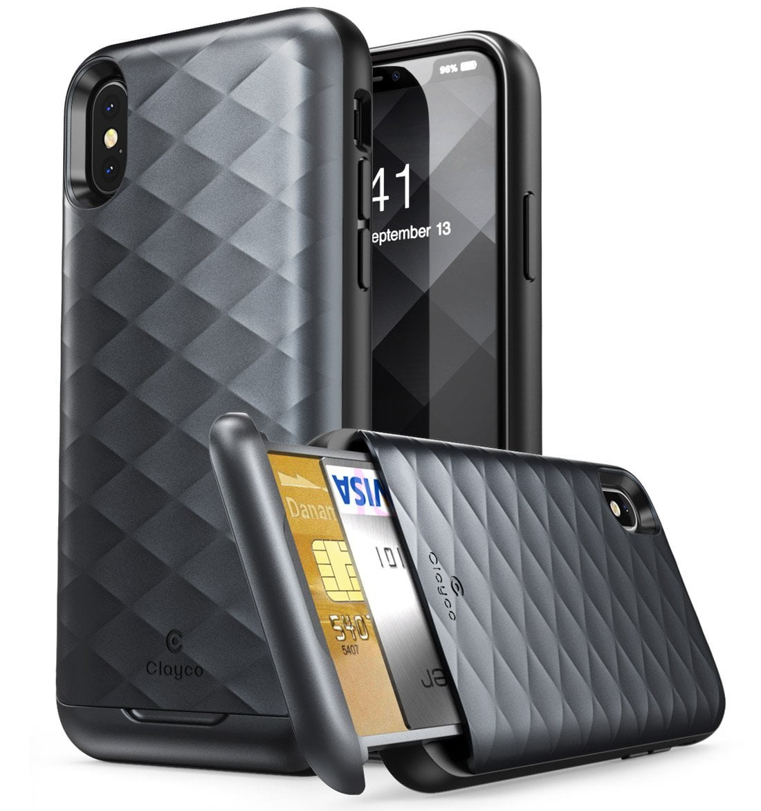 Clayco [Argos Series] Premium Hybrid Protective Wallet Case, Black ...