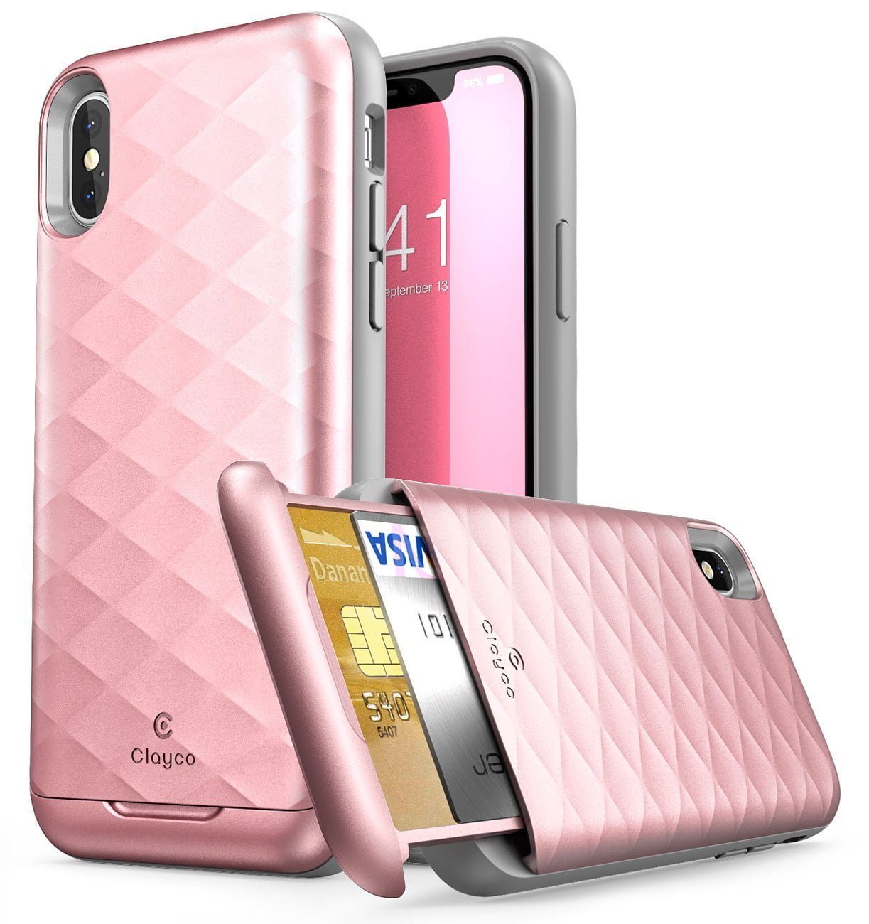 Clayco [Argos Series] Premium Hybrid Protective Wallet Case, Rosegold ...