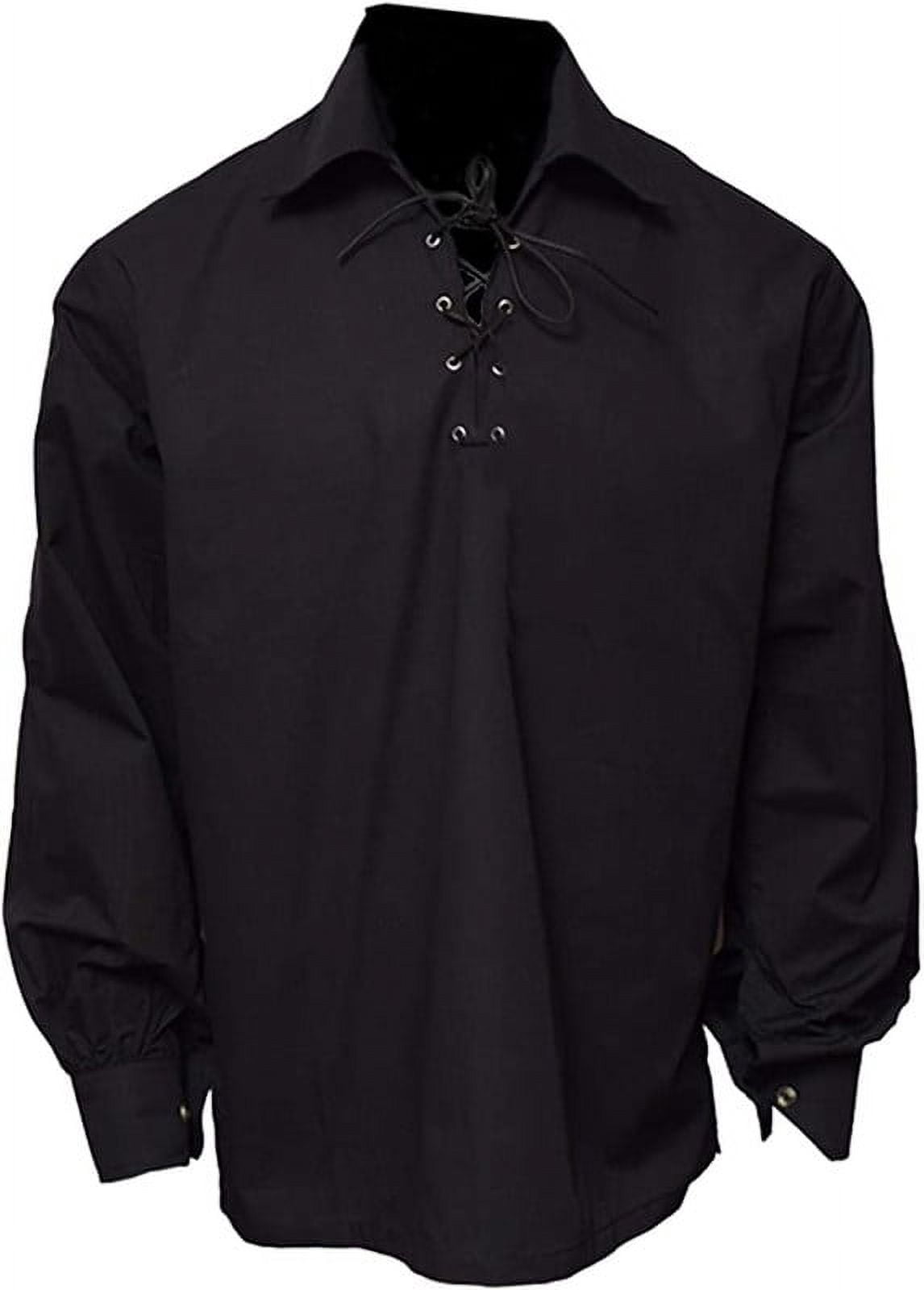 Claymore Highlander Mens Black Ghillie Shirt, Mens Jacobite Ghillie ...