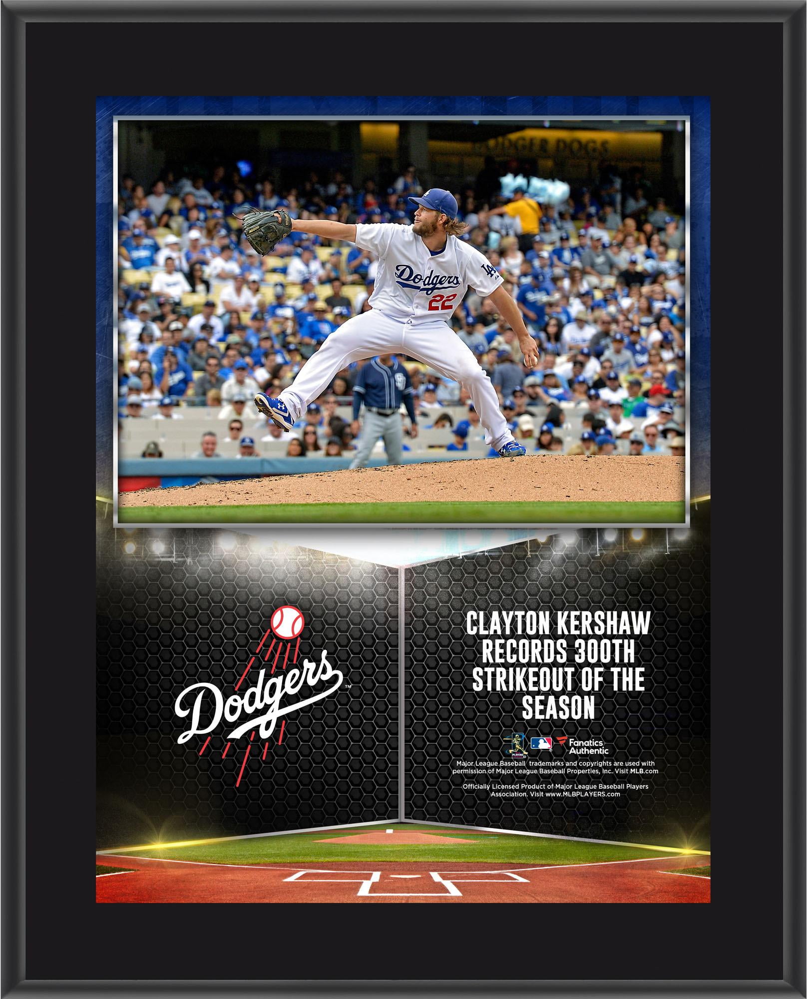 Clayton Kershaw Los Angeles Dodgers 10.5" x 13" 300 Strikeouts in a ...