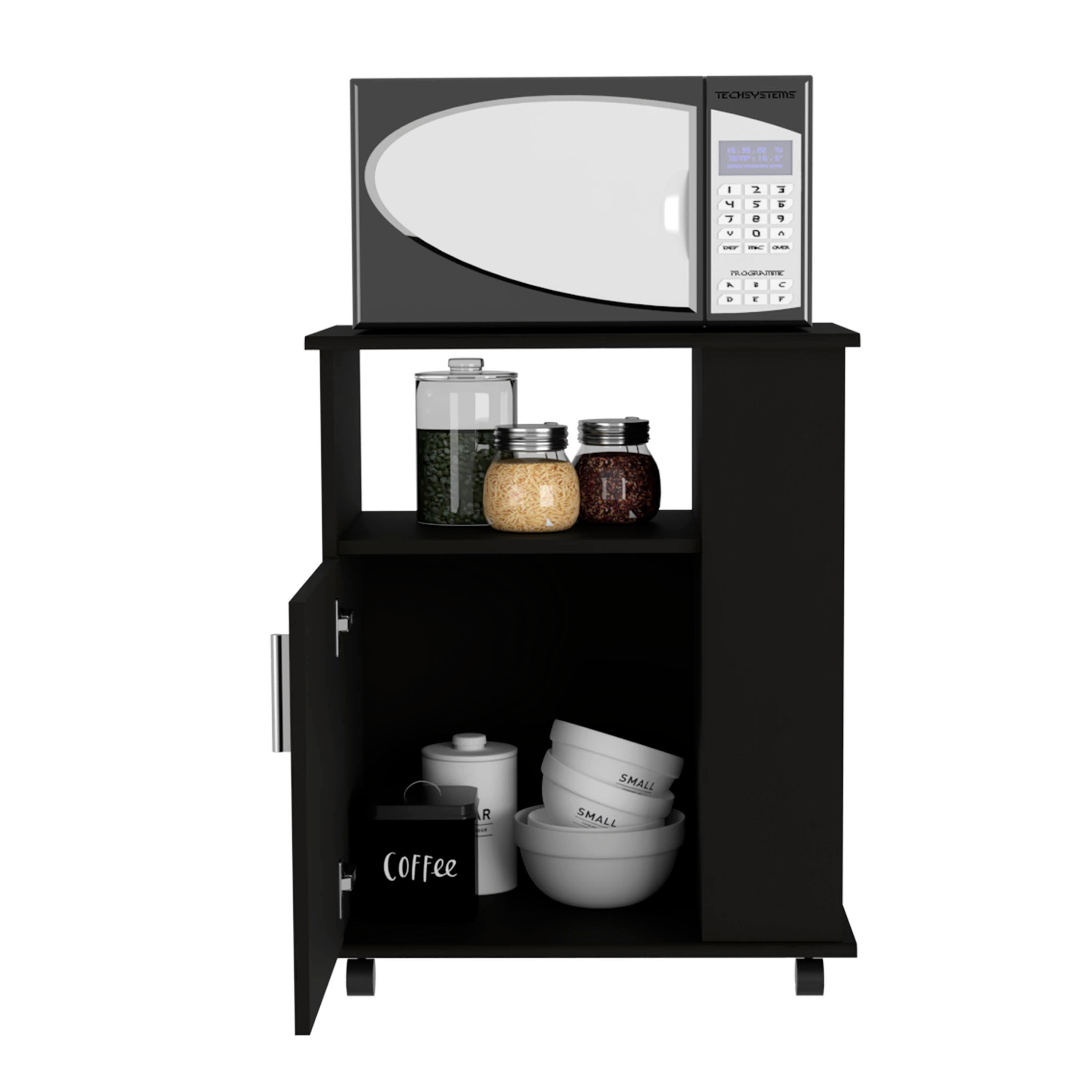 Clayton Kit Lower Microwave Cabinet,Black Particle Board Furniture ...