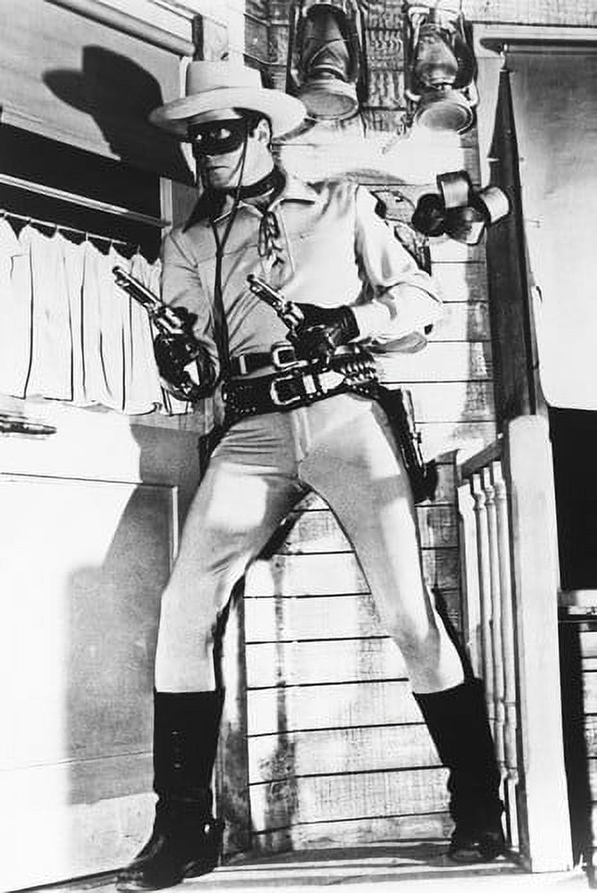 Clayton Moore Lone Ranger Holding 2 Guns 24x36 Poster - Walmart.com