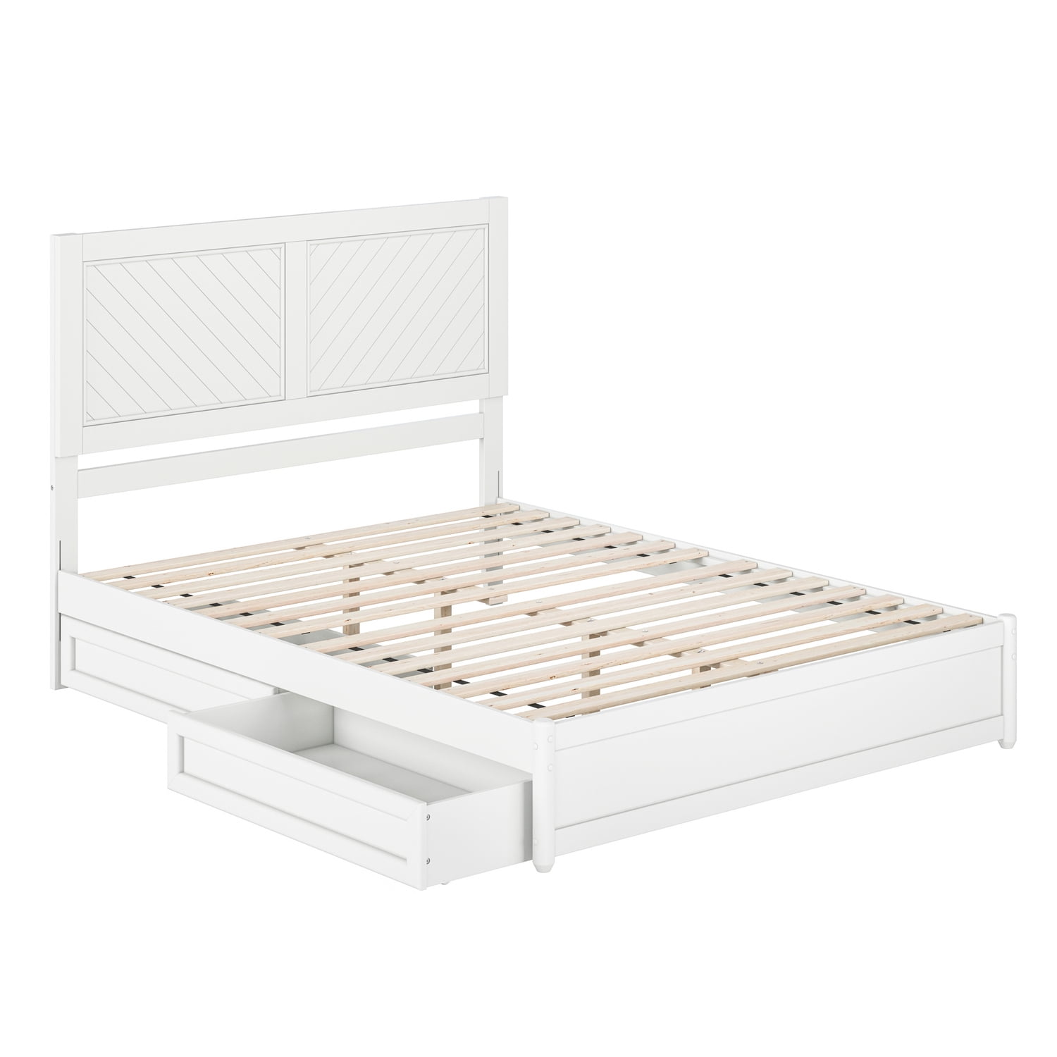 Clayton Queen Wood Platform Bed with Panel Footboard & Storage Drawers ...