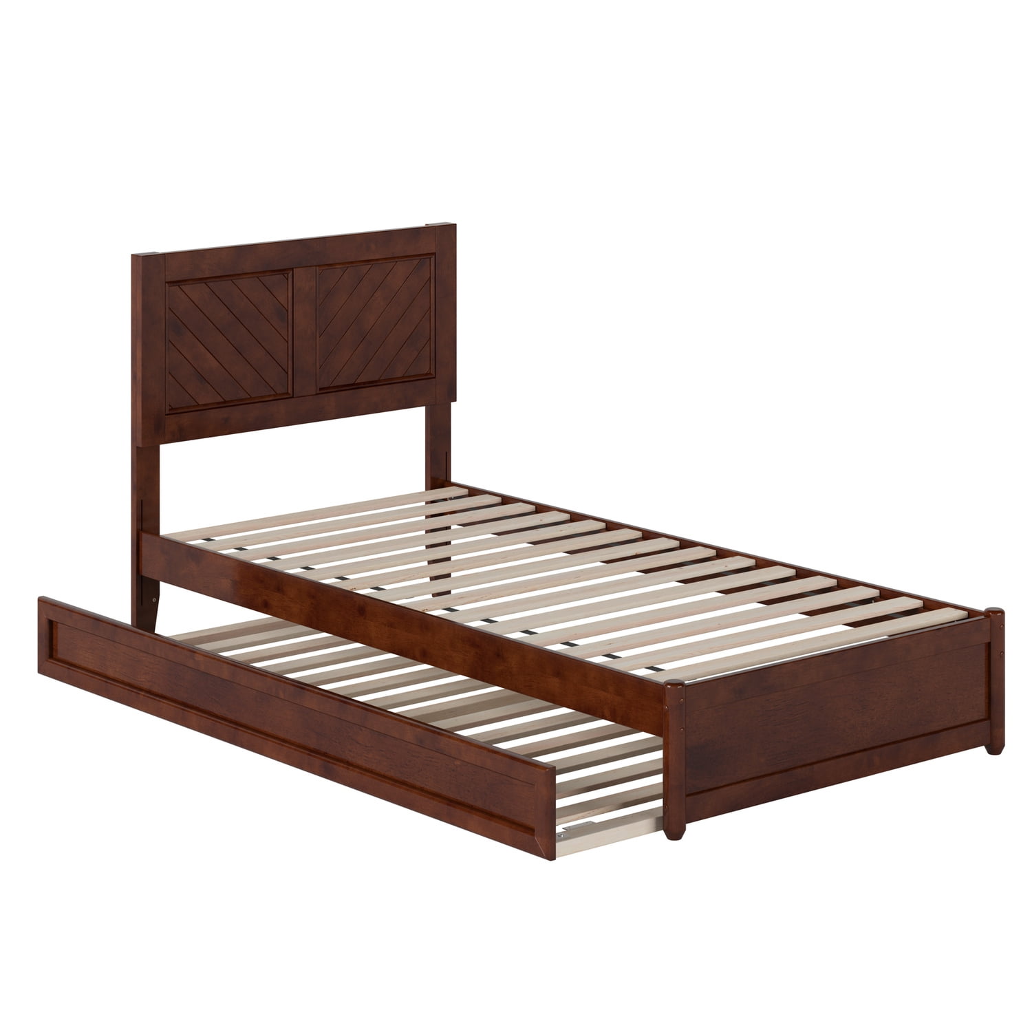 Clayton Twin XL Wood Platform Bed with Panel Footboard & TXL Trundle in ...