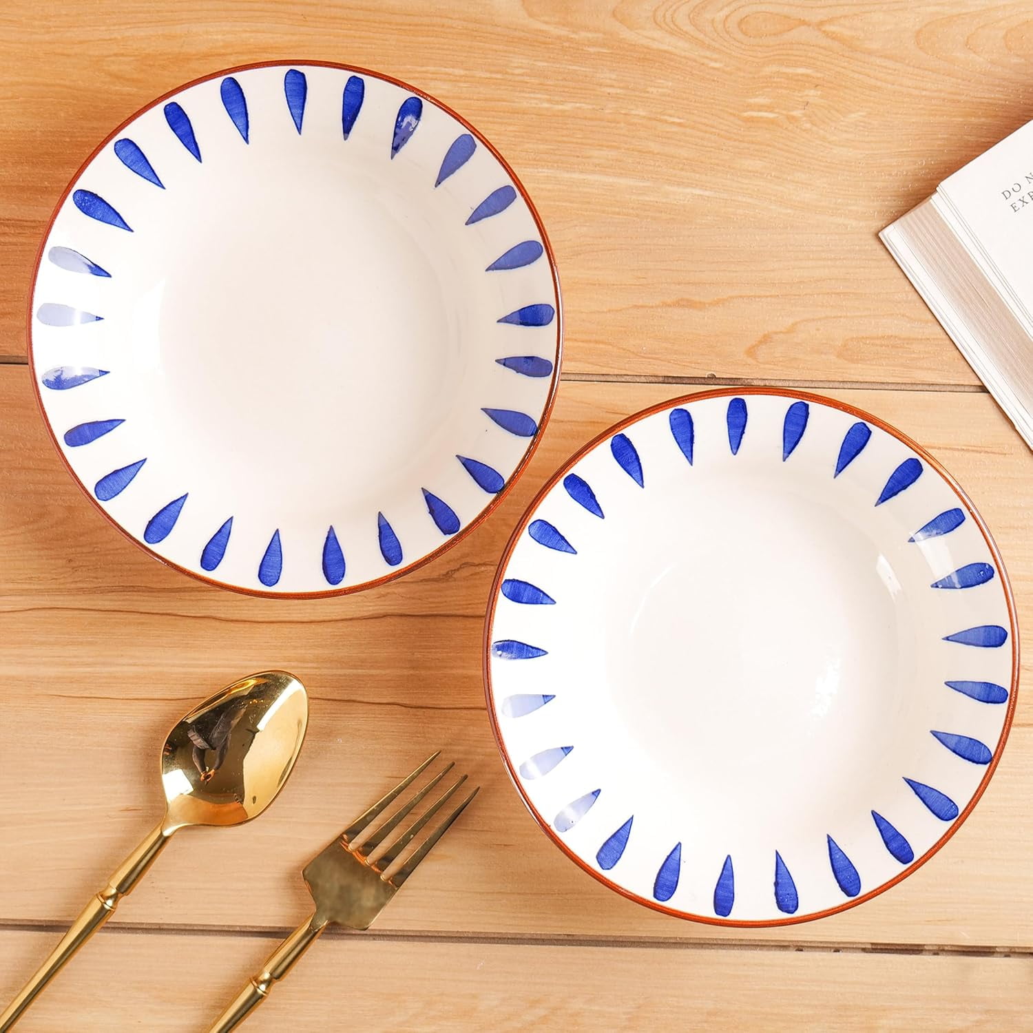 Claywood Castle Ceramic Blue Breakfast Serving Plates 10 Inches Quarter ...