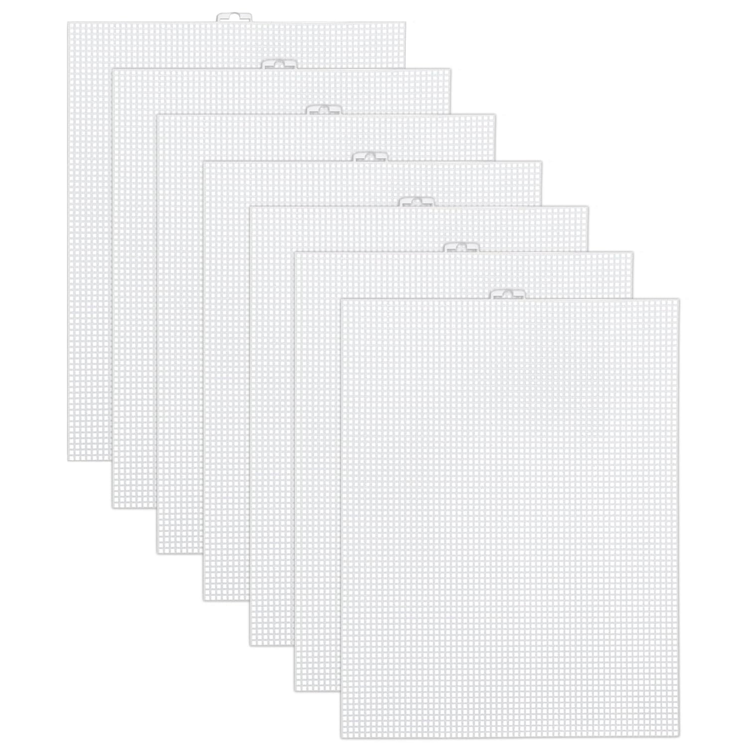 Cldamecy 7 Pieces 7 Count Clear Plastic Canvas Sheets Mesh Canvas for ...