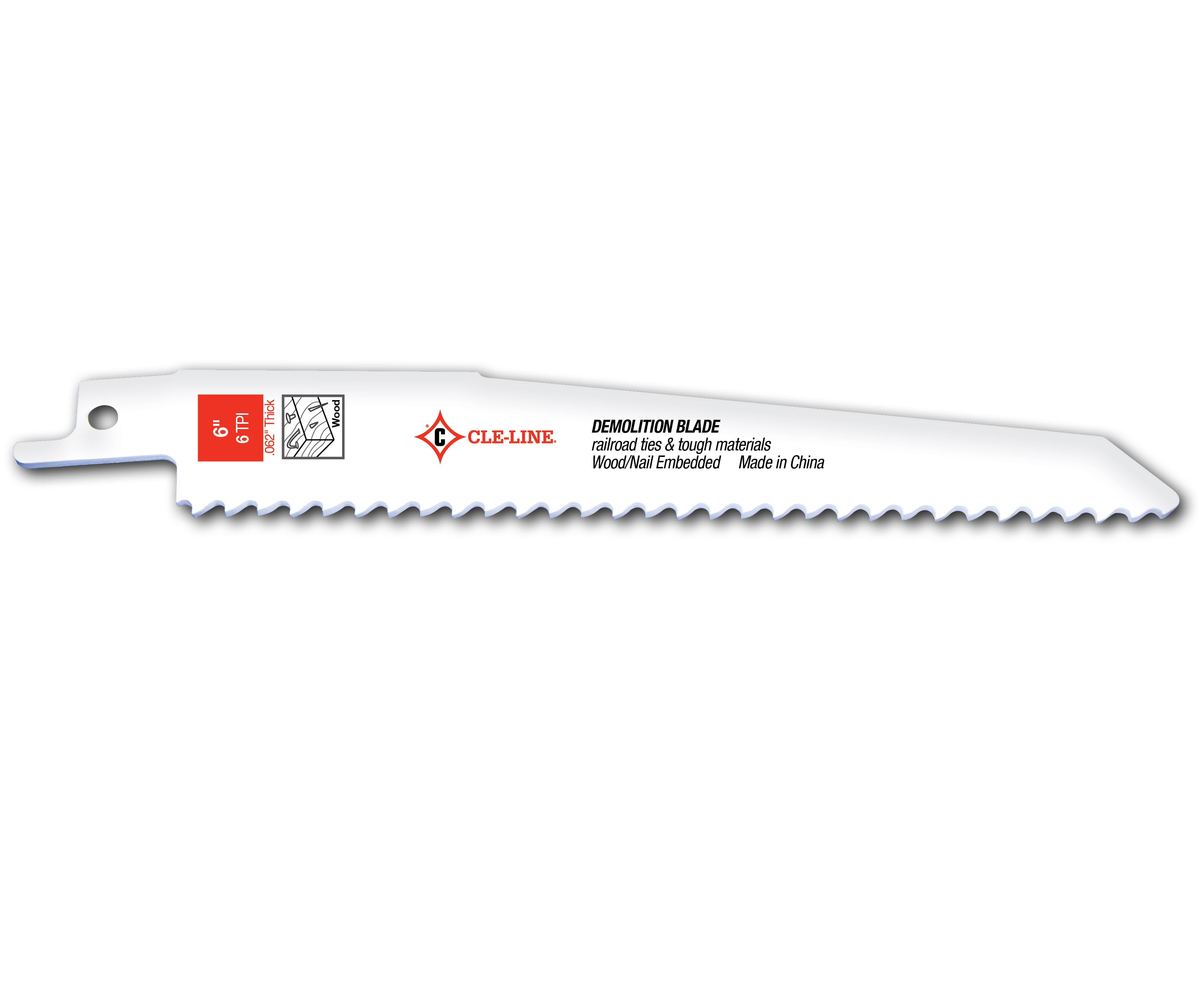 Cle-Line C30102 9 in. x 7/8 in. x .062 in. 6 TPI Recip Saw Blade, 5/Box ...