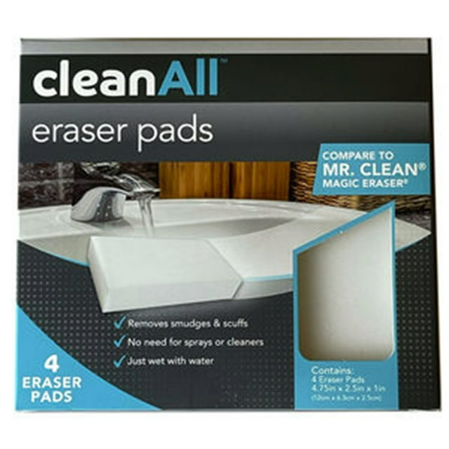 Clean All Magic Sponge Eraser Cleaning Pads, Foam Scrubber Sponges, 4 ...
