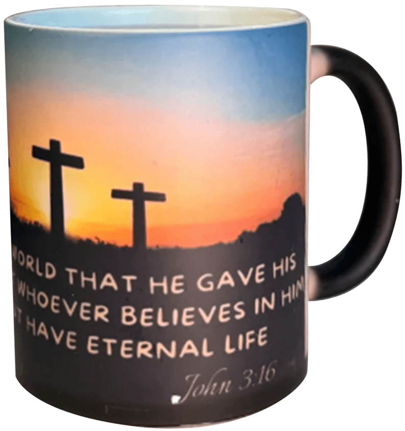 Clean And Beautiful Tall Wooden Cross Color Changing Mugs Sunset Dusk ...