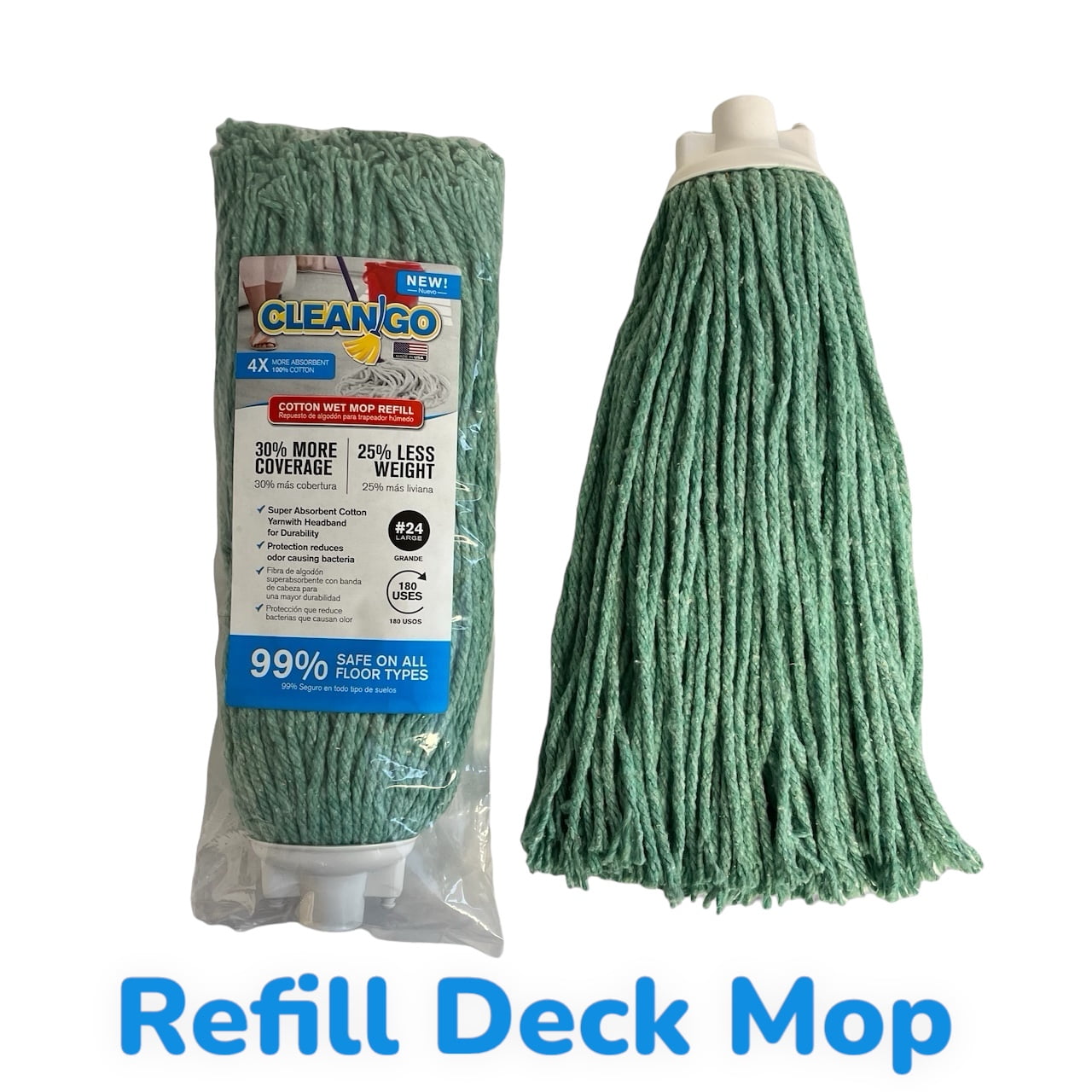 Clean / COTTON DECK MOP REFILL 100% ANTIBACTERIAL - Walmart.com