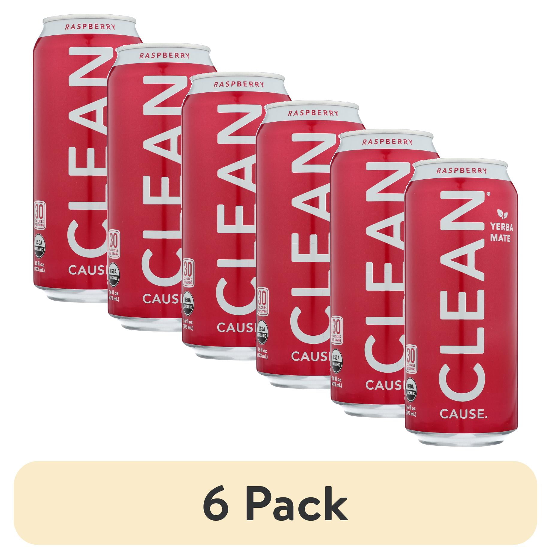 (6 pack) Clean Cause Sparkling Yerba Mate, Raspberry, 16 fl oz ...