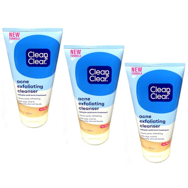 Clean & Clear Acne Exfoliating Cleanser 5 Fl. Oz. (Pack of 3) - Walmart.com