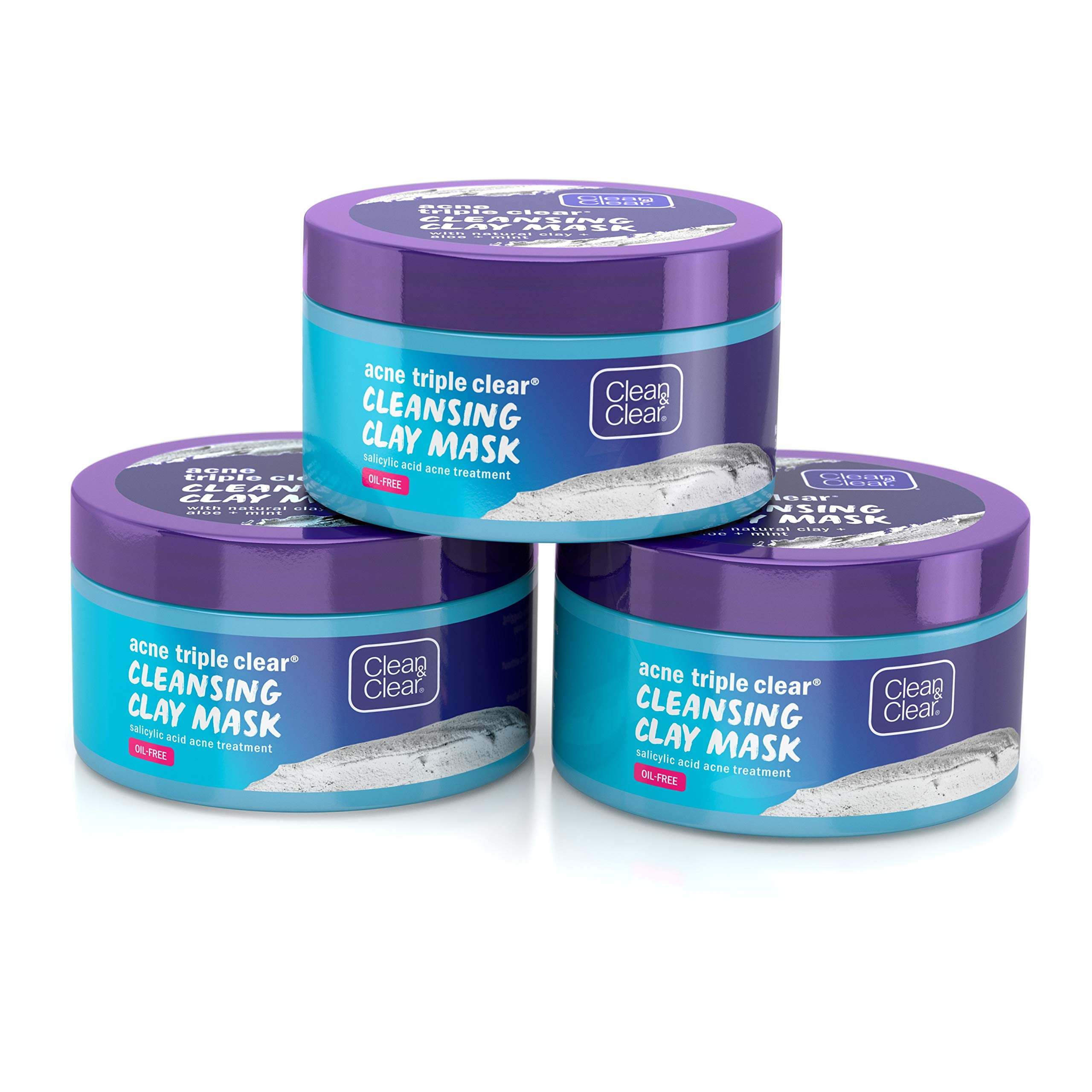 Clean & Clear Acne Triple Clear Cleansing Clay Acne Face Mask With ...