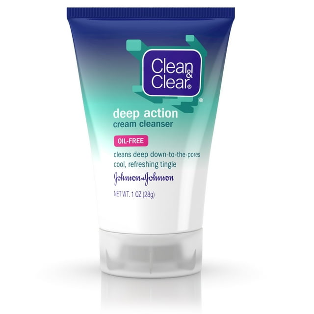 Clean & Clear Deep Action Cream Cleanser, Acne Control Face Wash, 1 oz ...