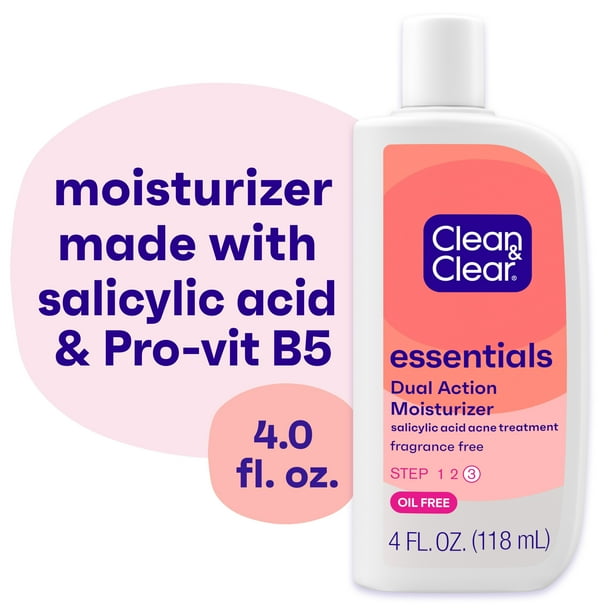 Clean & Clear Essentials Dual Action Acne Facial Moisturizer, 4 fl. oz ...