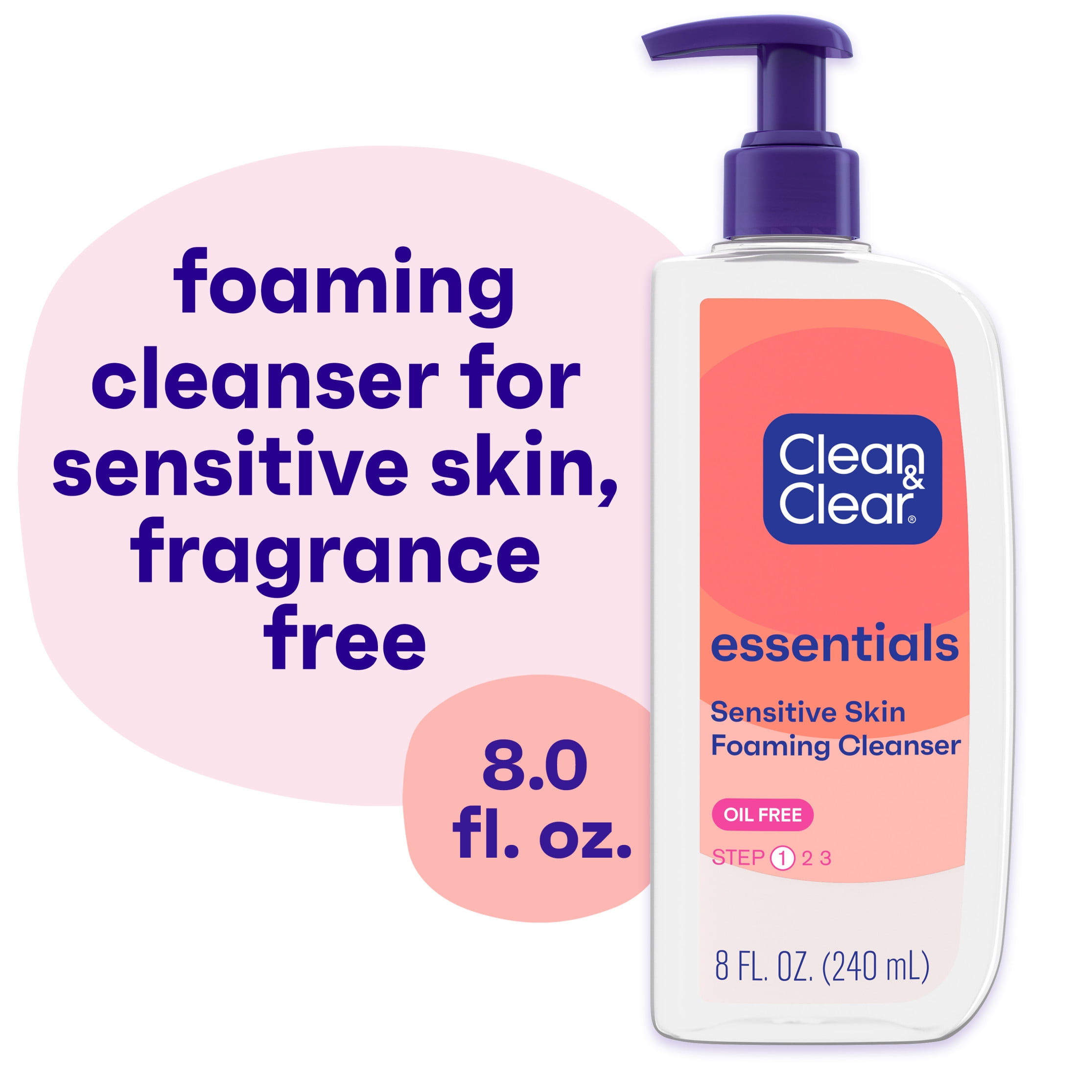 Clean & Clear Essentials Oil-Free Foaming Facial Cleanser for Sensitive ...