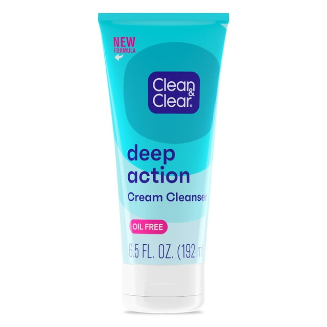 Clean & Clear Oil-Free Deep Action Cream Facial Cleanser, 6.5 fl. oz ...