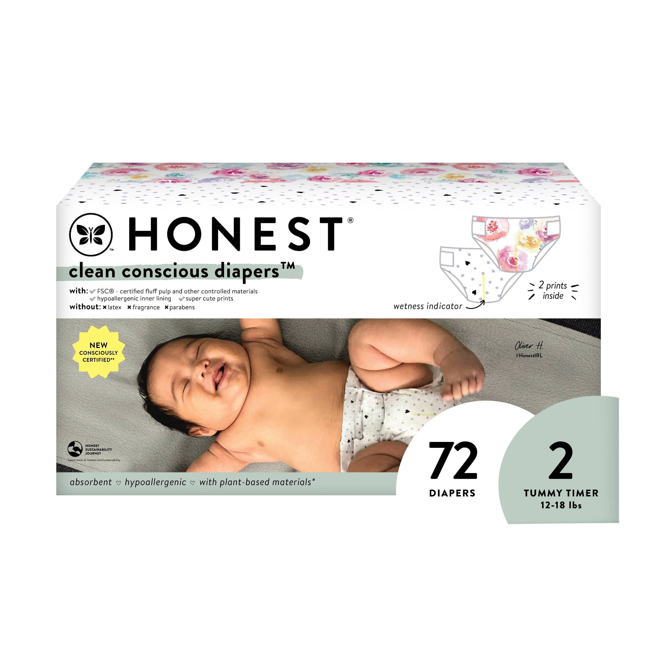 Clean Conscious Disposable Diapers Young At Heart & Rose Blossom - Size ...