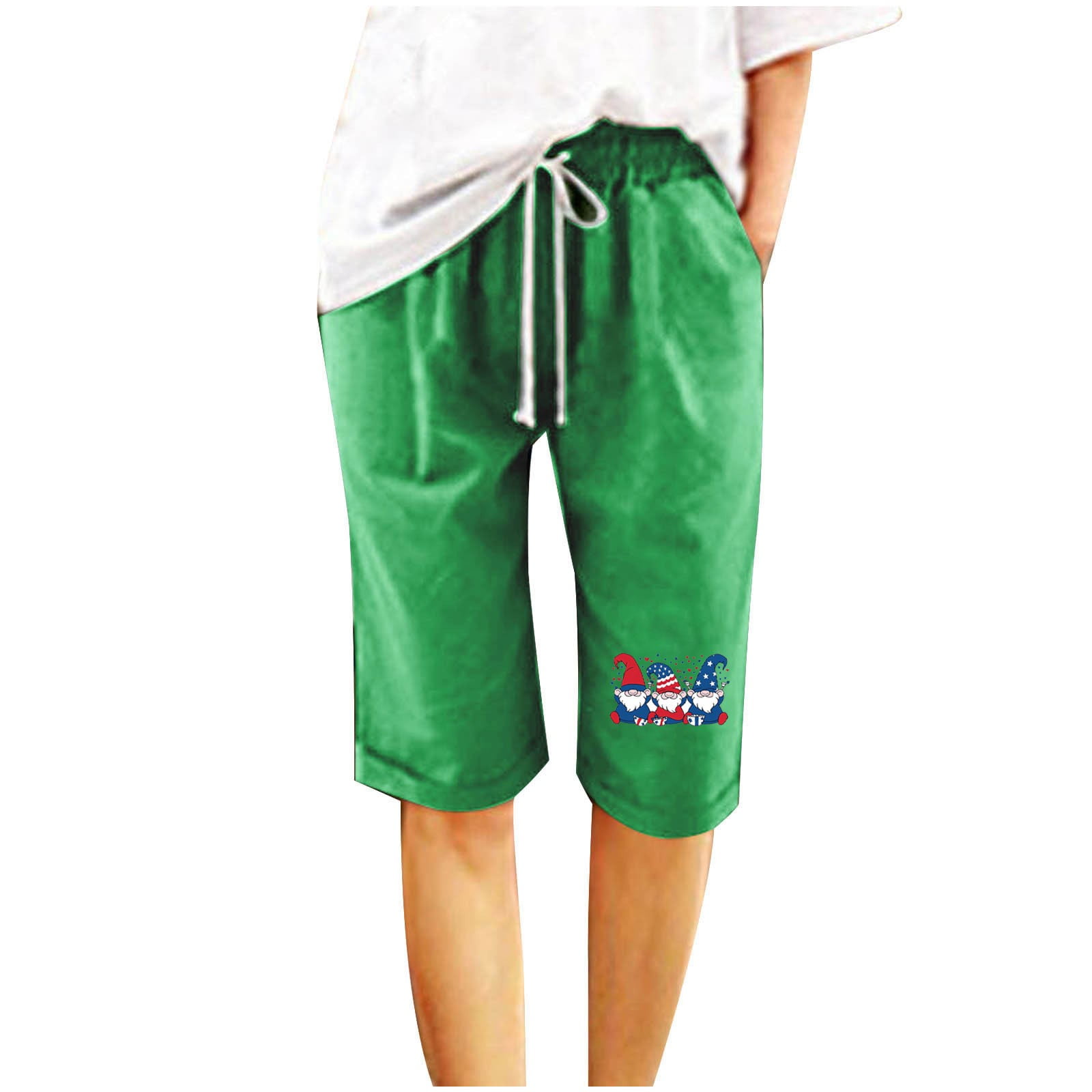 Clean Cotton Linen Shorts for Women Lace-Up Elastic Waist Beach Pants ...