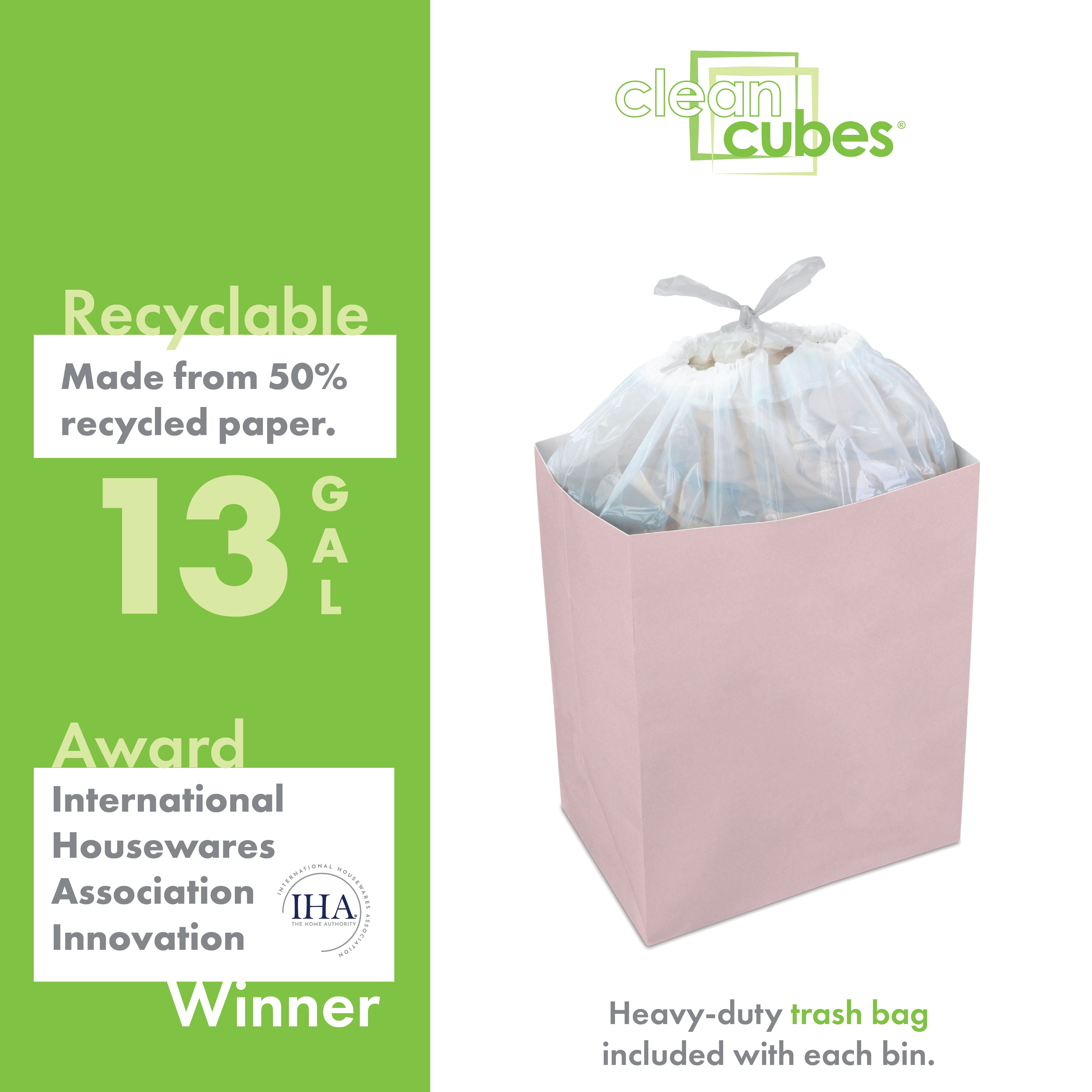 Clean Cubes 13 Gallon Disposable Trash Cans (6-Pack / Reusable / Pink ...